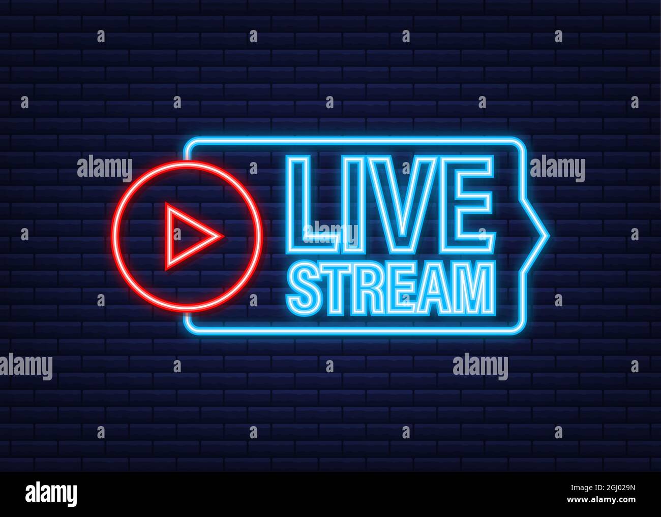 Live stream neon logo, news and TV or online broadcasting. Vector stock ...