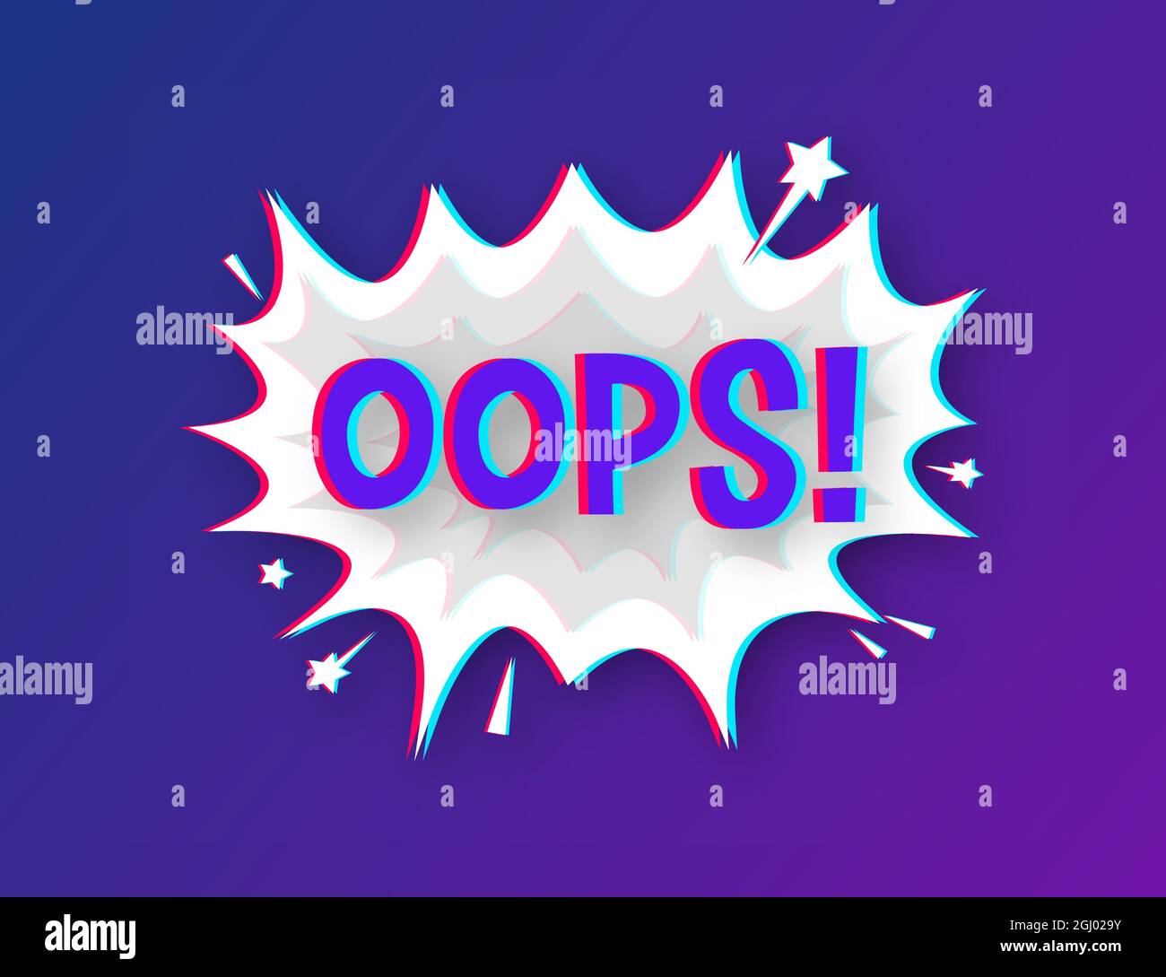 Comic speech bubbles with text oops. Glitch icon. Symbol, sticker tag ...