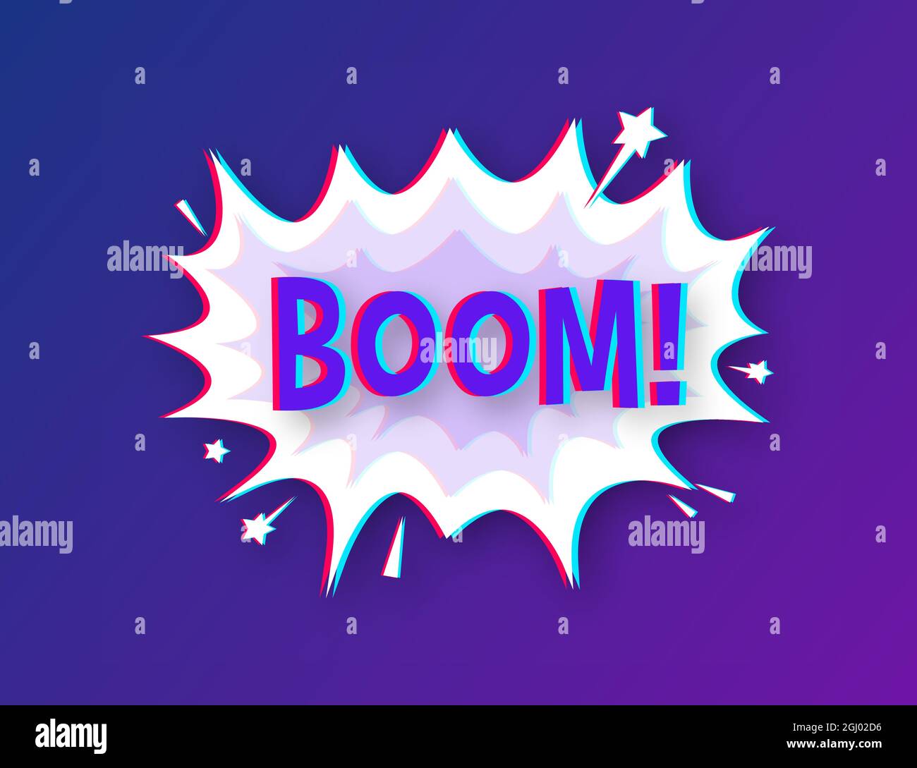 Comic speech bubbles with text Boom. Glitch icon. Symbol, sticker tag ...