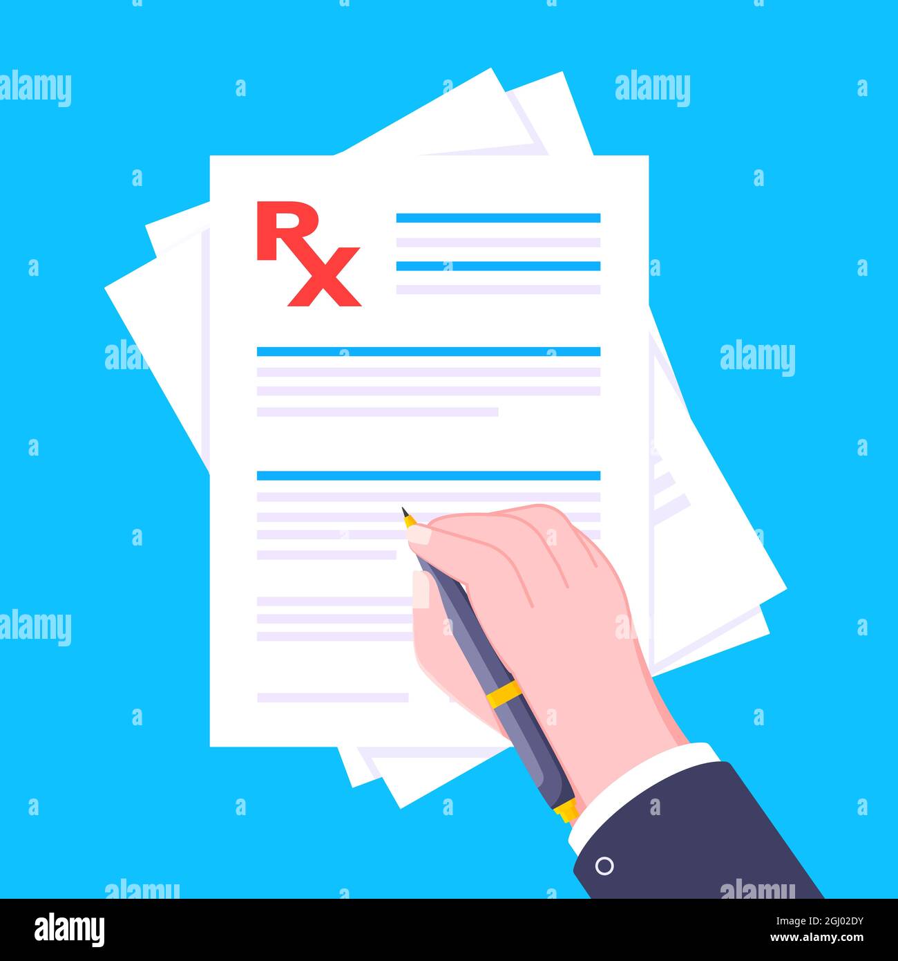 Medical rx form prescription on paper sheet flat style design vector ...