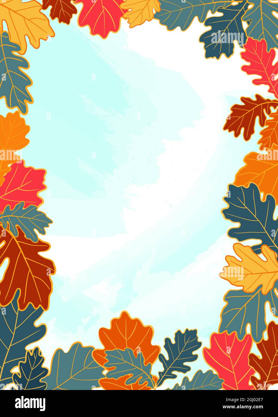 Modern universal art templates. Bright oak leaves.Suitable for greeting ...