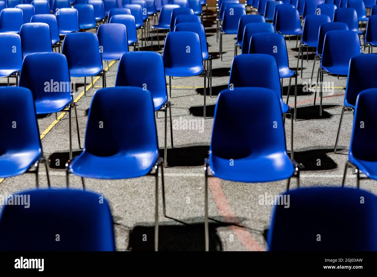 desolating rows of empty seats, in a place commonly used for outdoor ...
