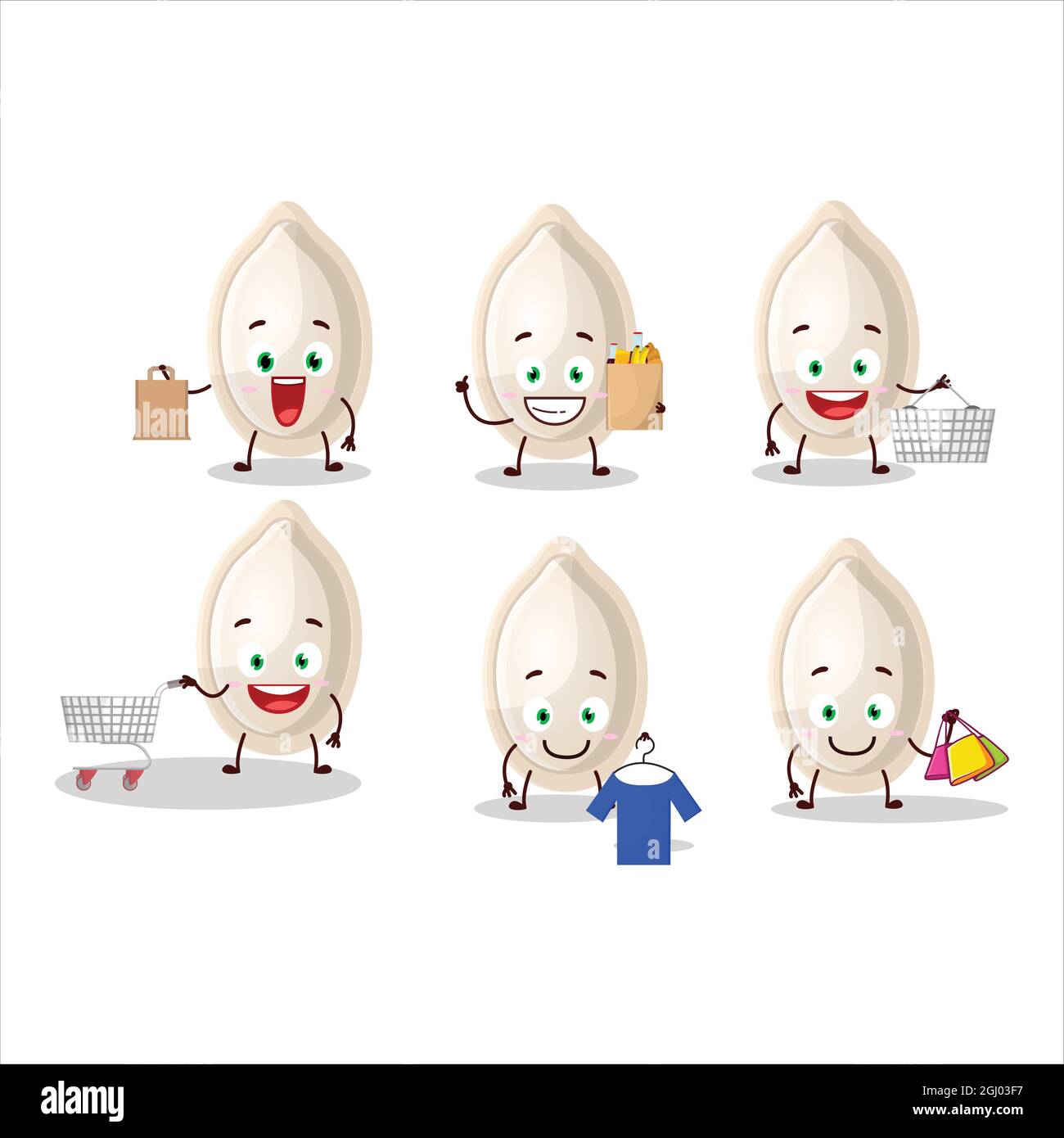 A Rich pumpkin seed mascot design style going shopping. Vector ...