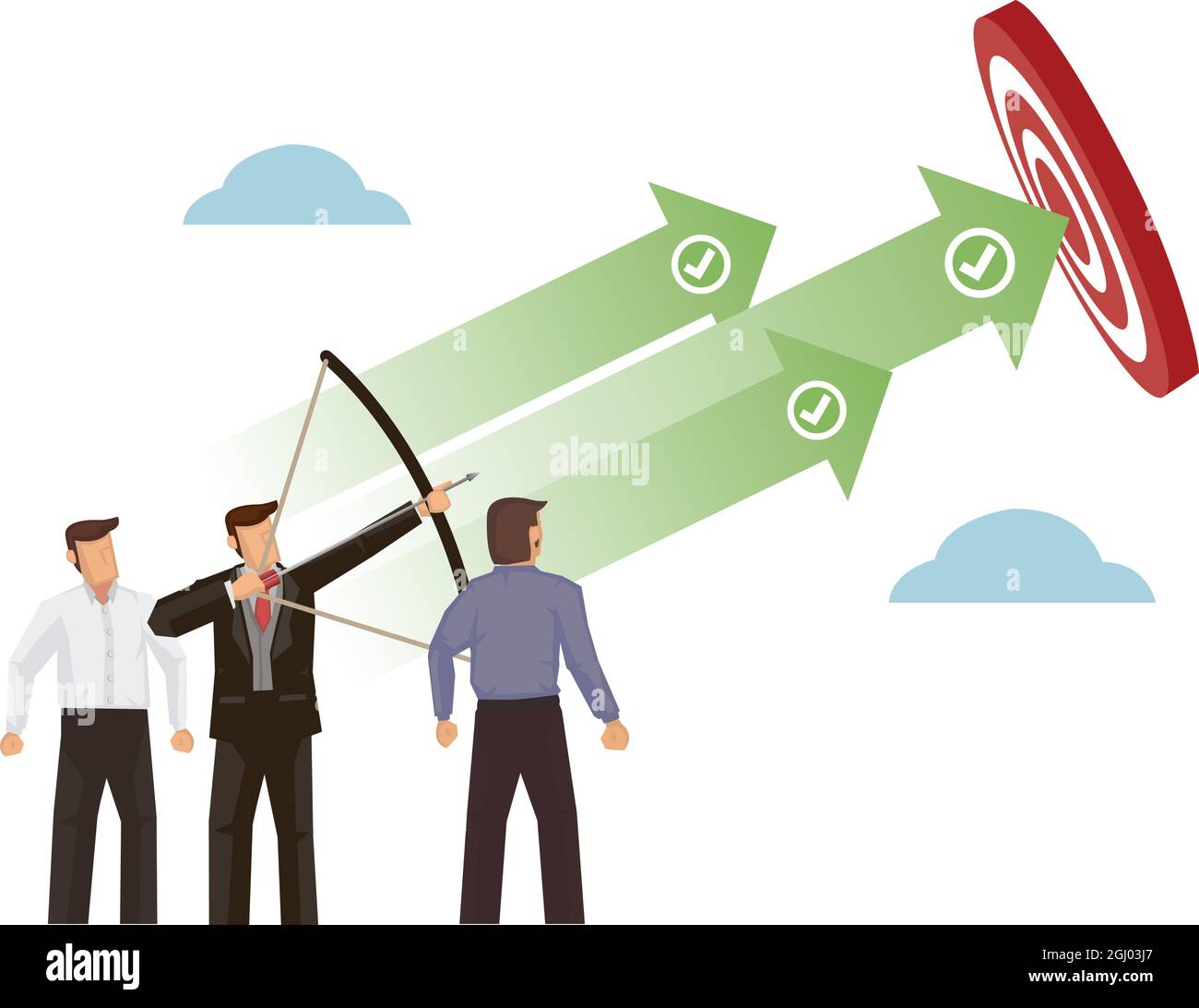 Businessman archer aiming at a target, achieving the goal. Concept of ...