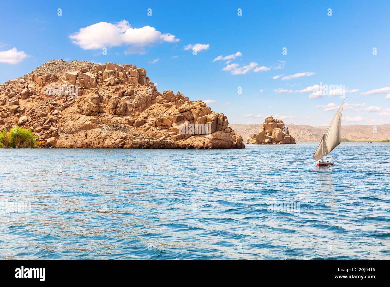 The Nile view, islands in the Lake Nasser, Aswan region, Egypt Stock ...