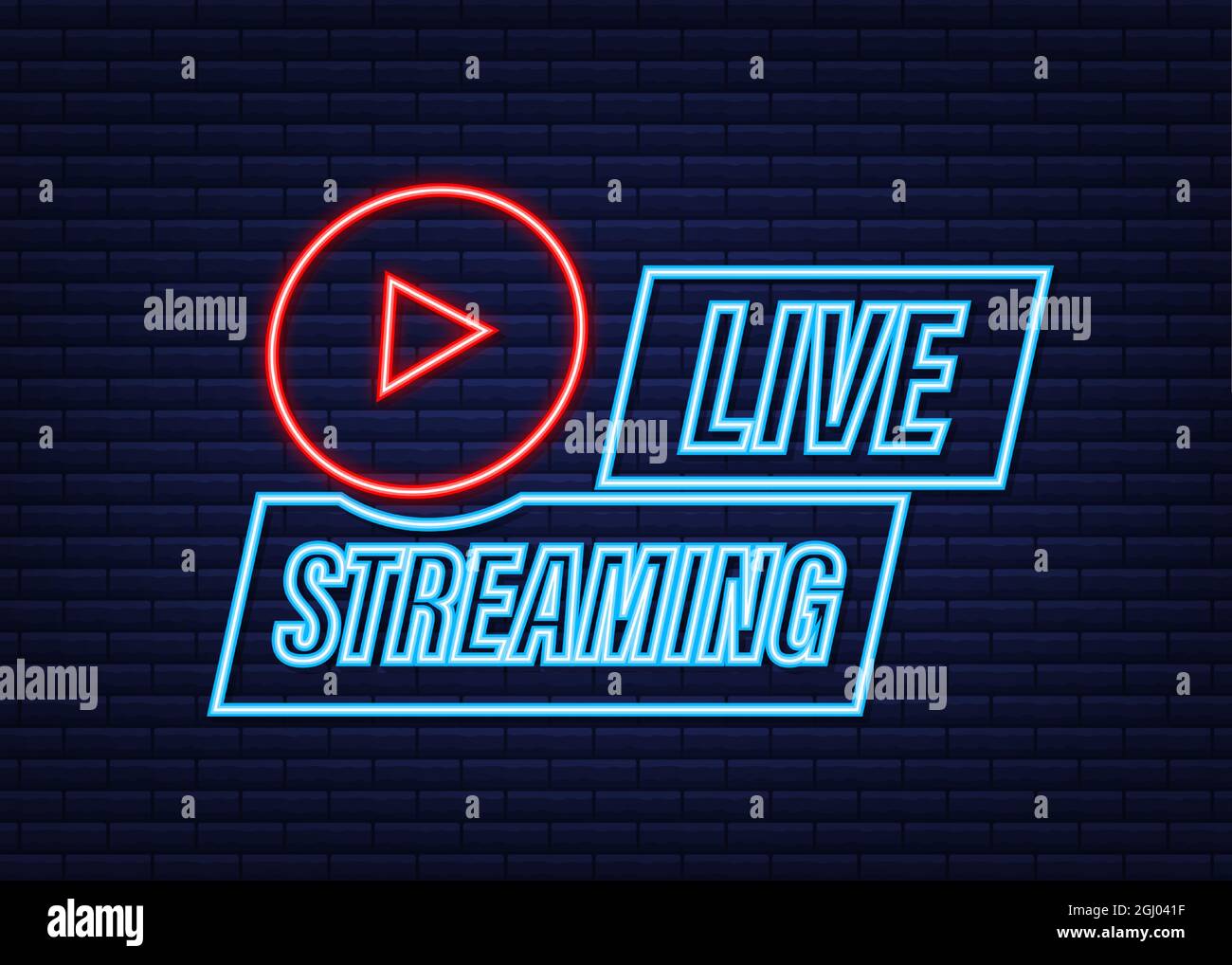 Live streaming logo. Neon icon. Stream interface. Vector stock ...