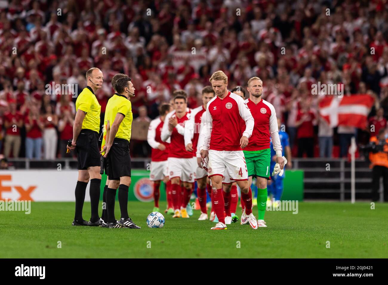 Copenhagen, Denmark. 07th Sep, 2021. Captain Simon Kjaer (4) of Denmark ...