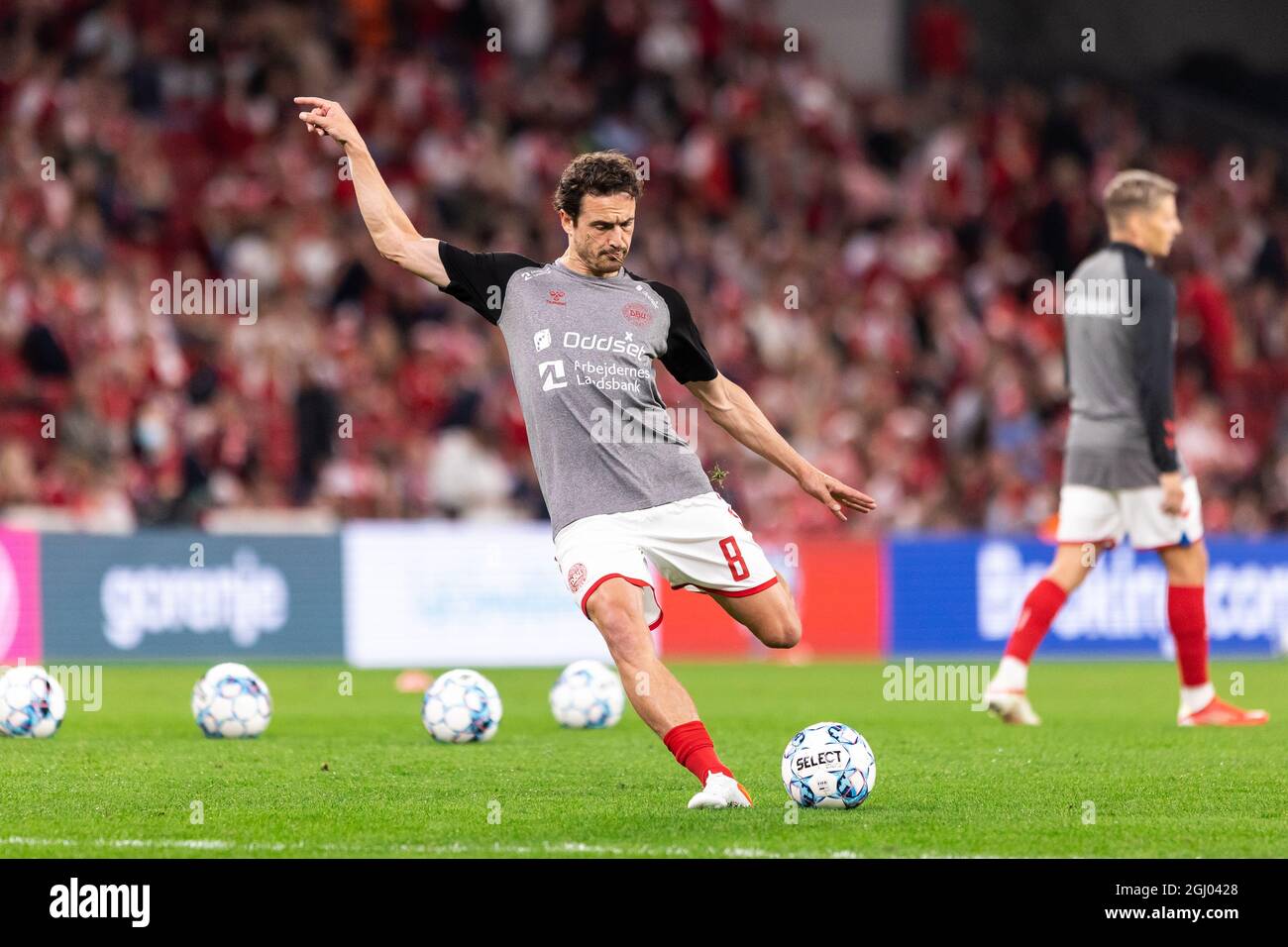 Copenhagen, Denmark. 07th Sep, 2021. Thomas Delaney (8) of Denmark seen ...