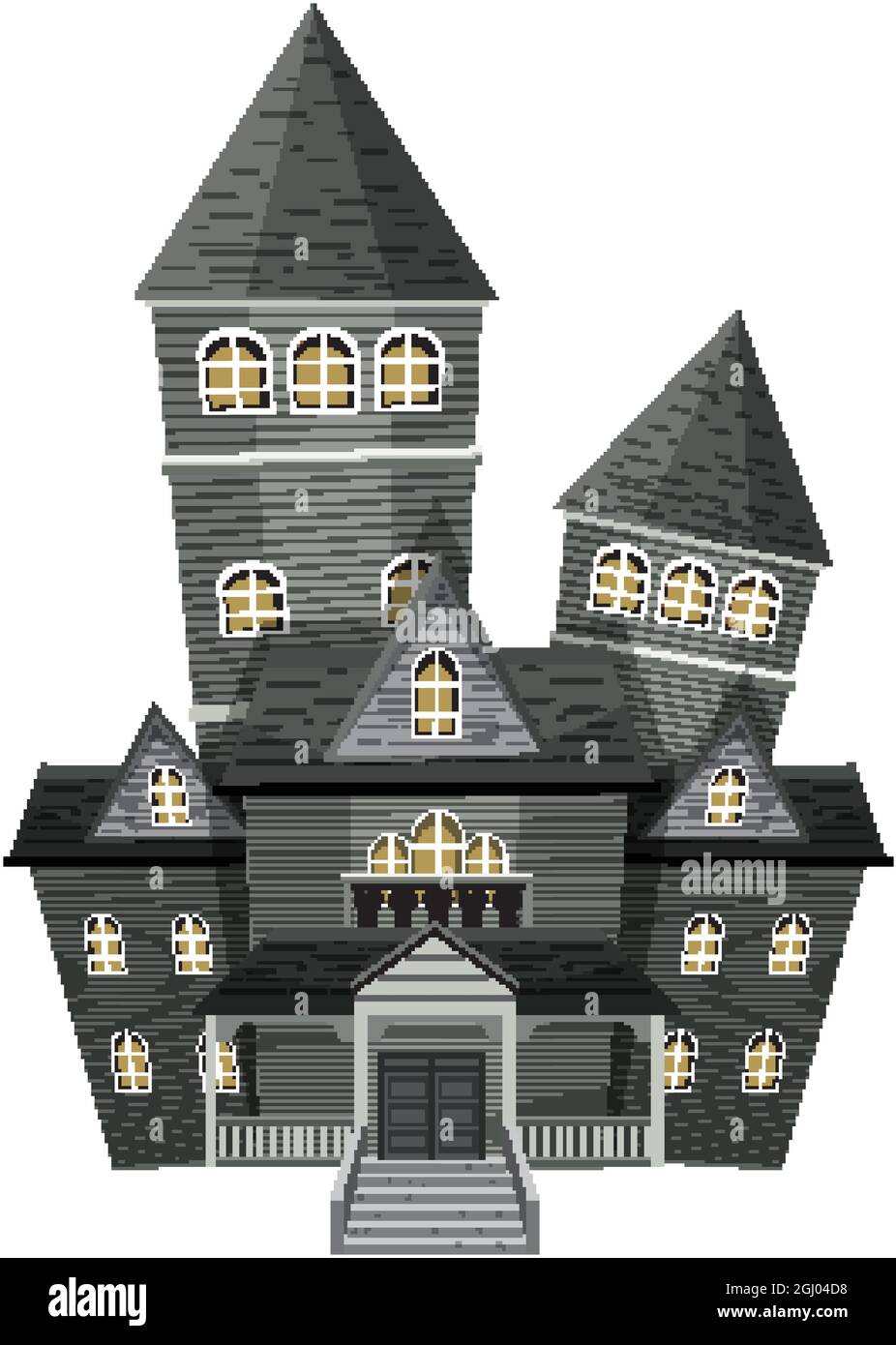 Clip Art Haunted House Facades Halloween Color By Number For Adults