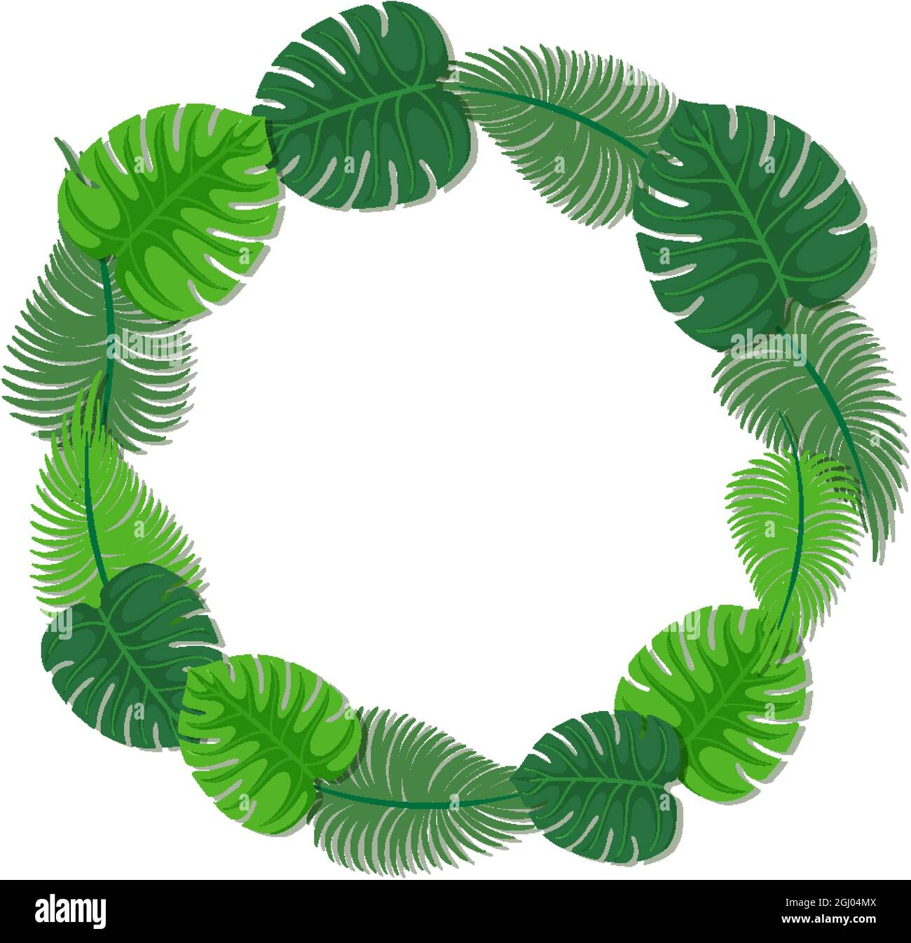 Round tropical leaves frame template illustration Stock Vector Image ...