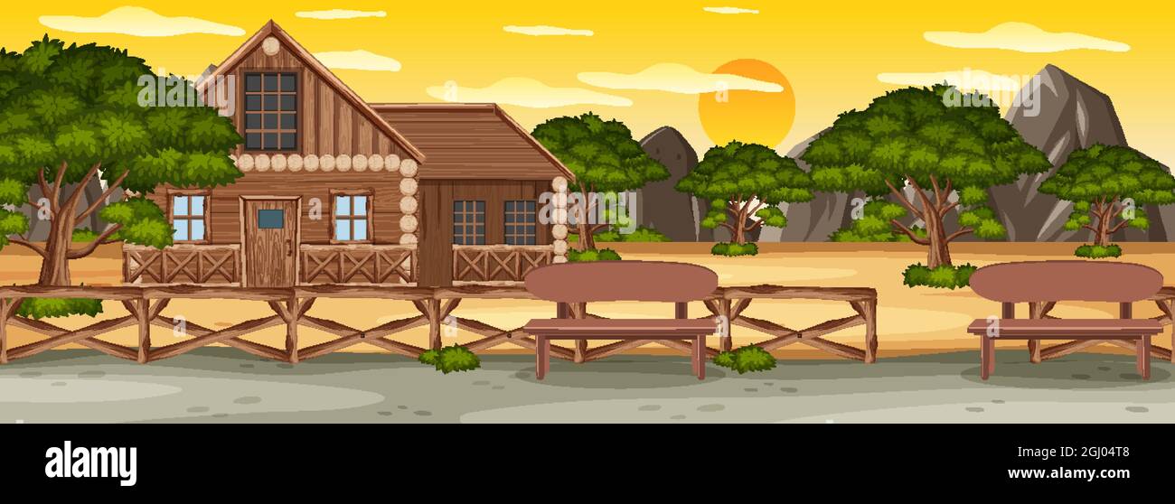 Rural countryside home landscape illustration Stock Vector Image & Art ...