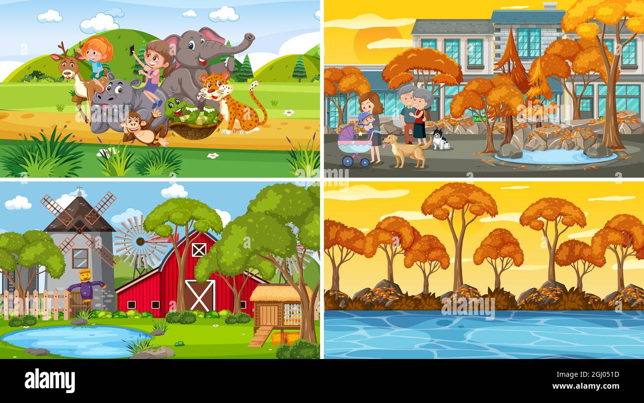 Many different scenes Stock Vector Images - Alamy