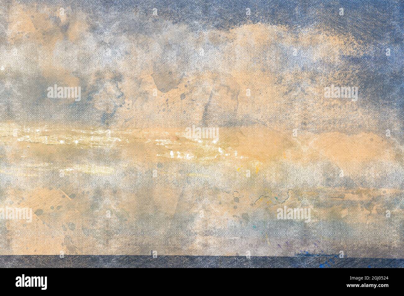 Yellow-blue sky over the sea. Summer sunset. Sea Landscape. Digi Stock ...