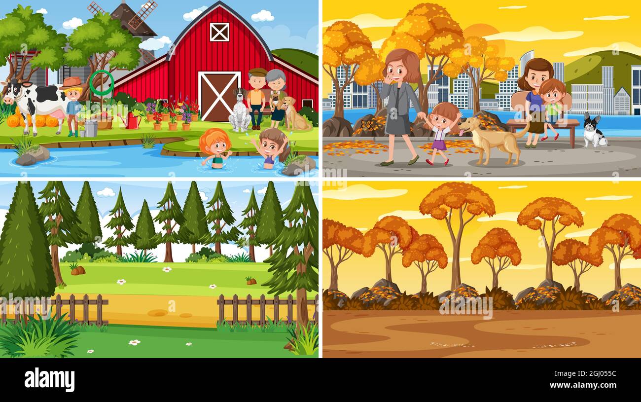 Many different scenes Stock Vector Images - Alamy