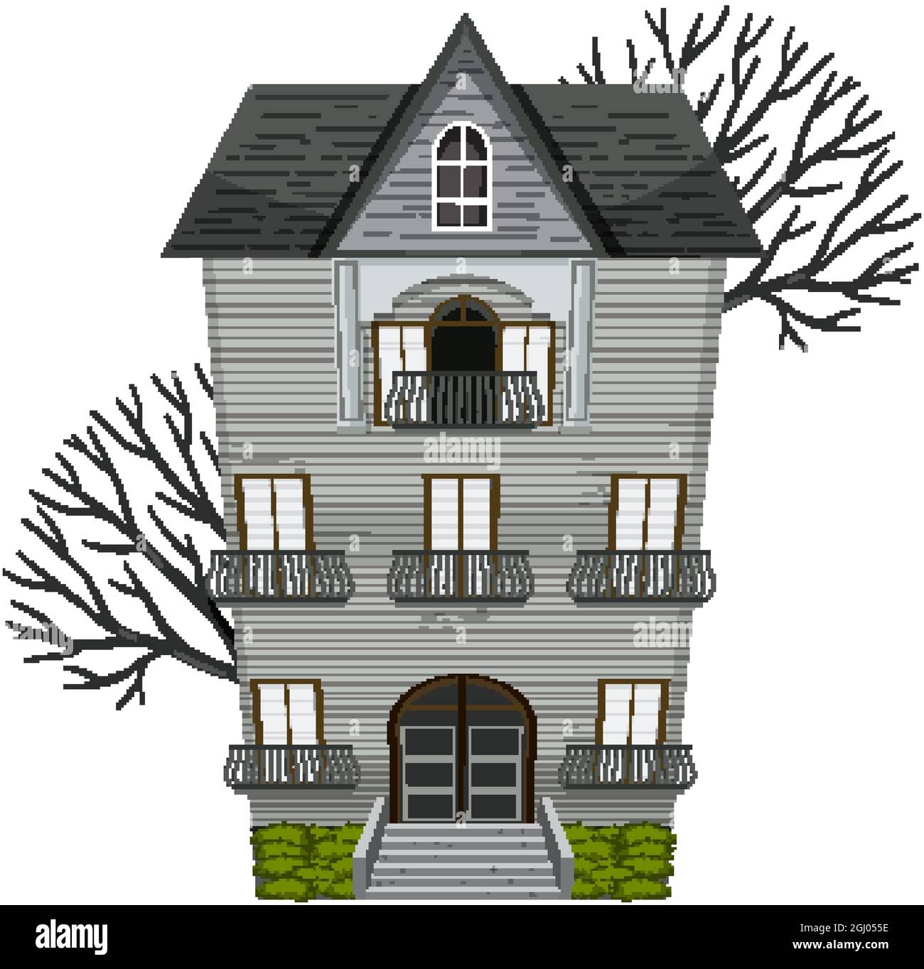Haunted mansion building on white background illustration Stock Vector ...