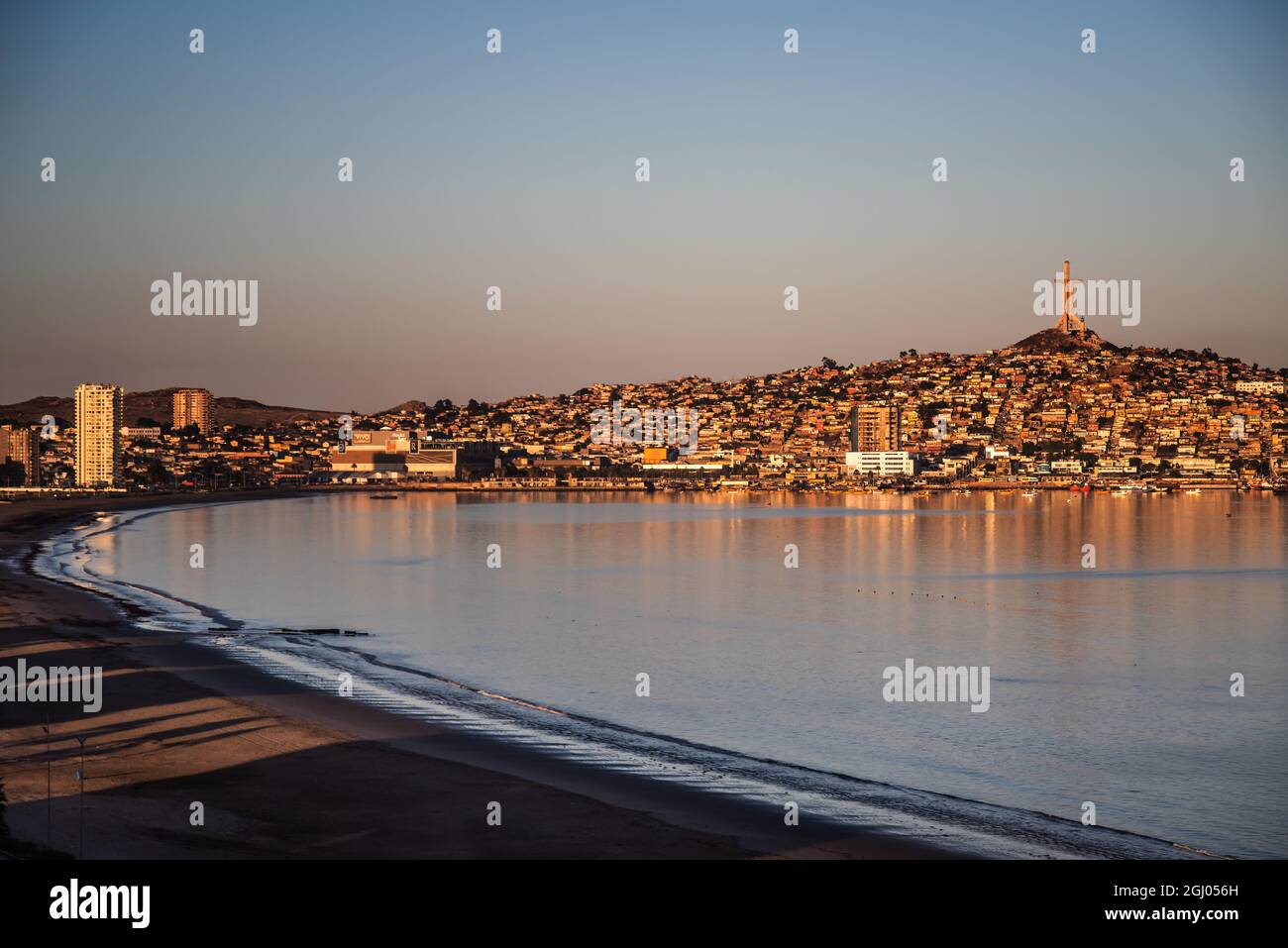 Sandy beach in La Serena in the sunrise Stock Photo - Alamy