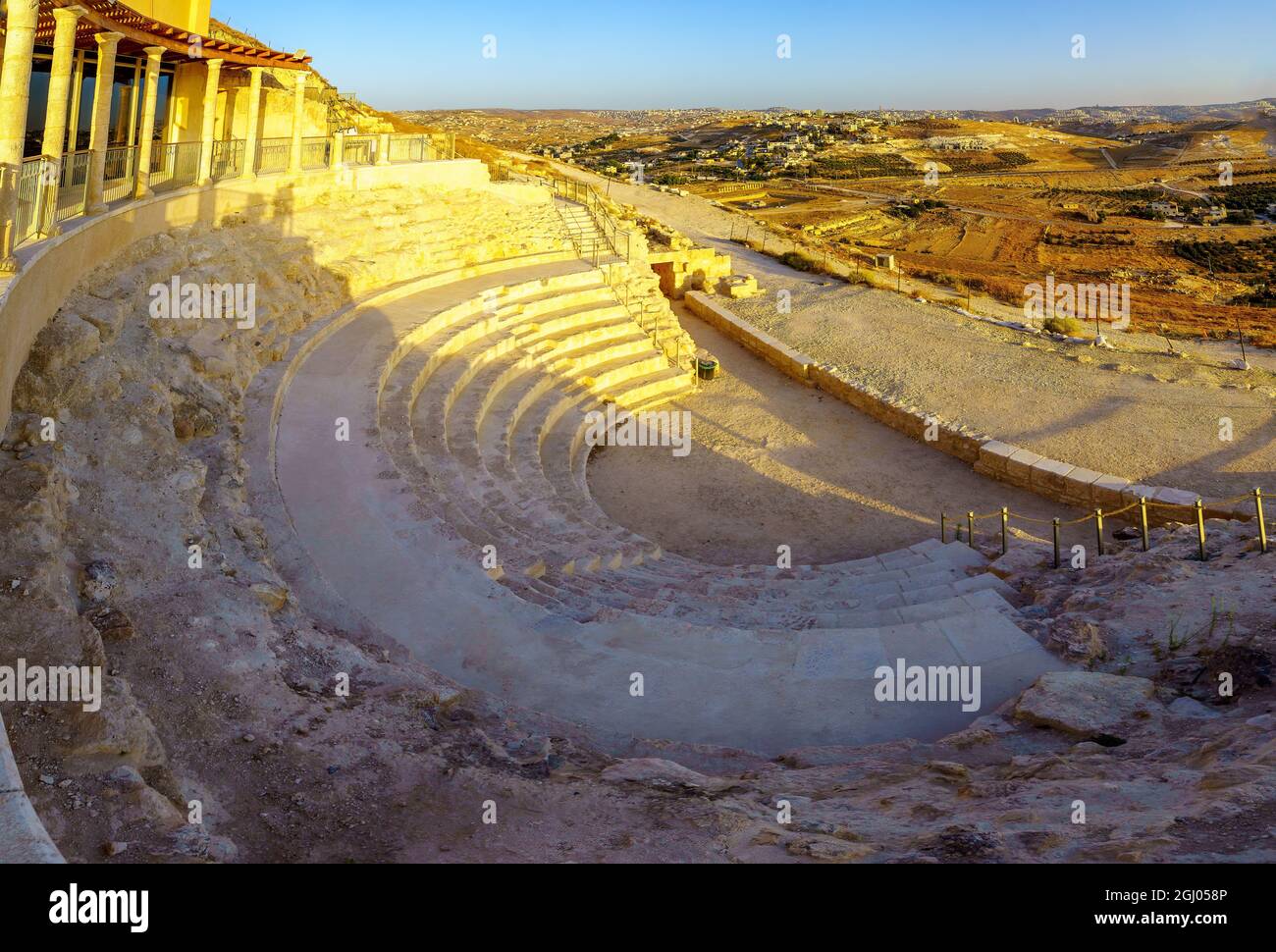 View of the Royal Theater, in Herodium National Park, the West Bank ...