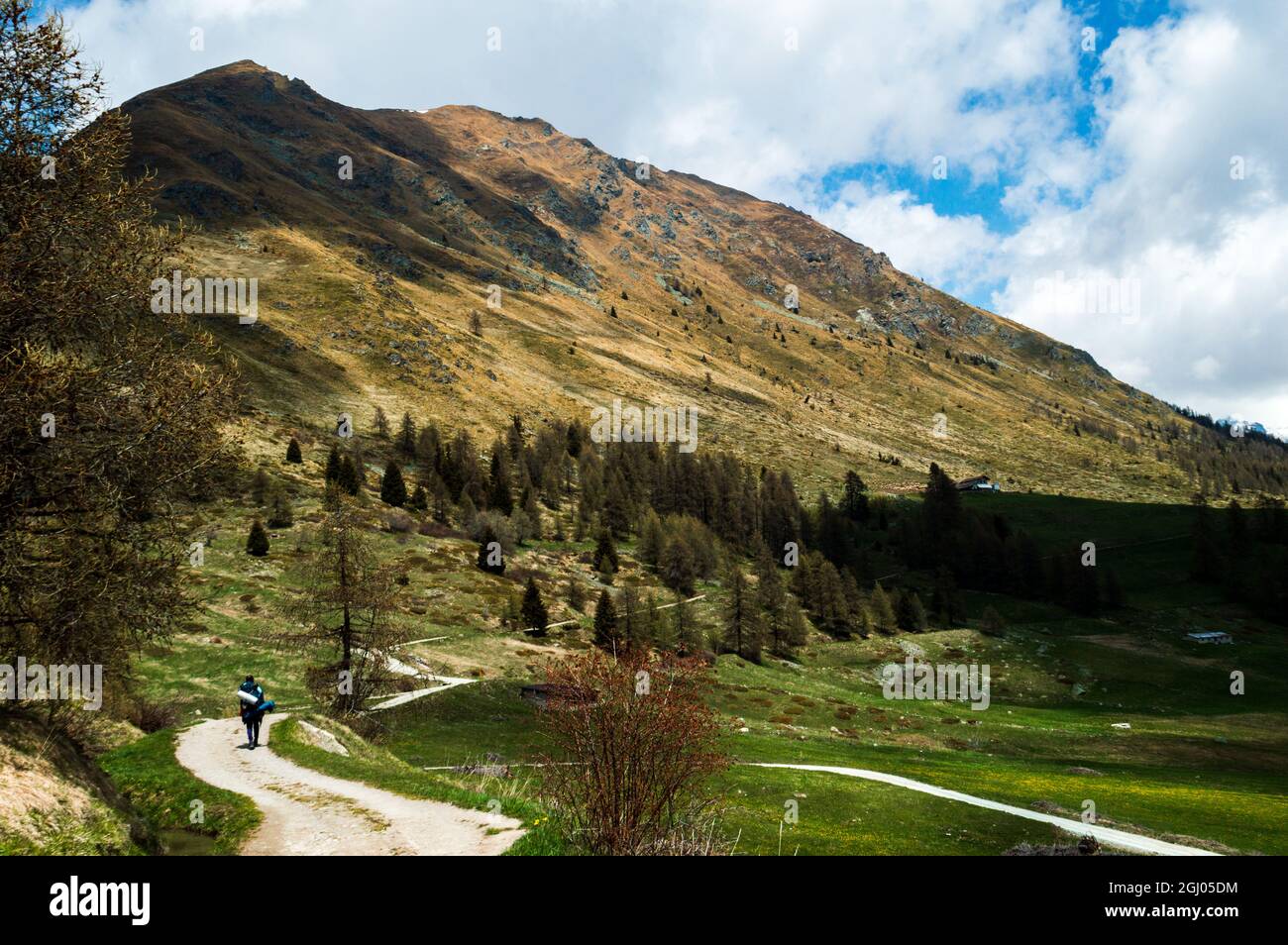 Mountain pathway in the italian Alps in Valle d'Aosta on the trail ...