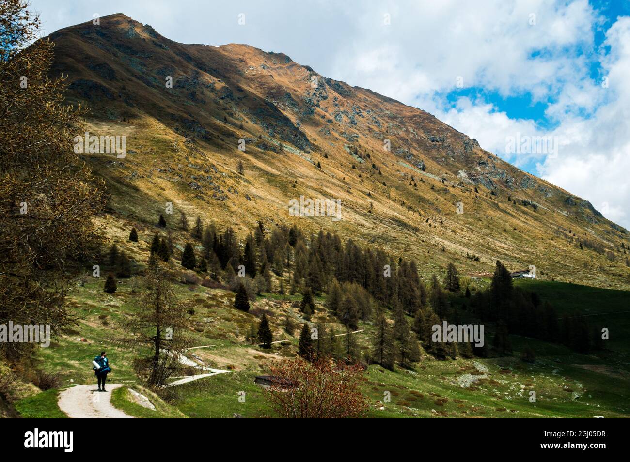 Mountain pathway in the italian Alps in Valle d'Aosta on the trail ...