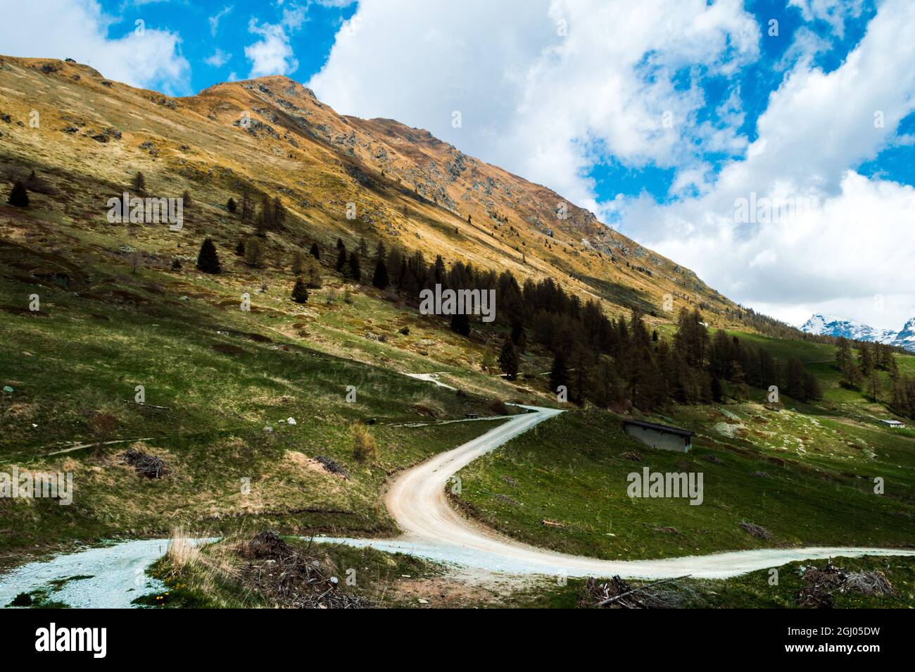Mountain pathway in the italian Alps in Valle d'Aosta on the trail ...