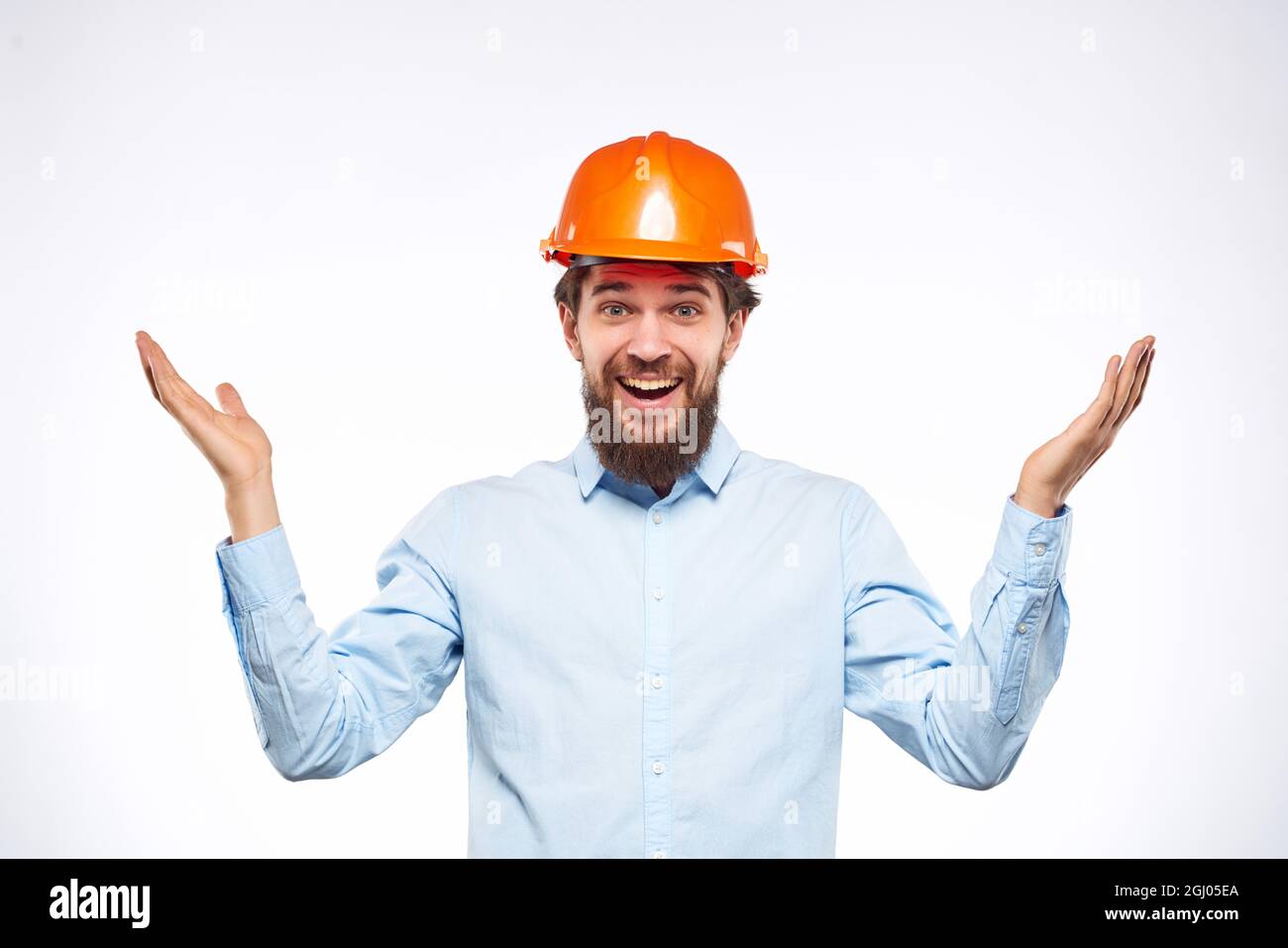 male engineer documents in hand and drawings Studio hand gesture Stock ...