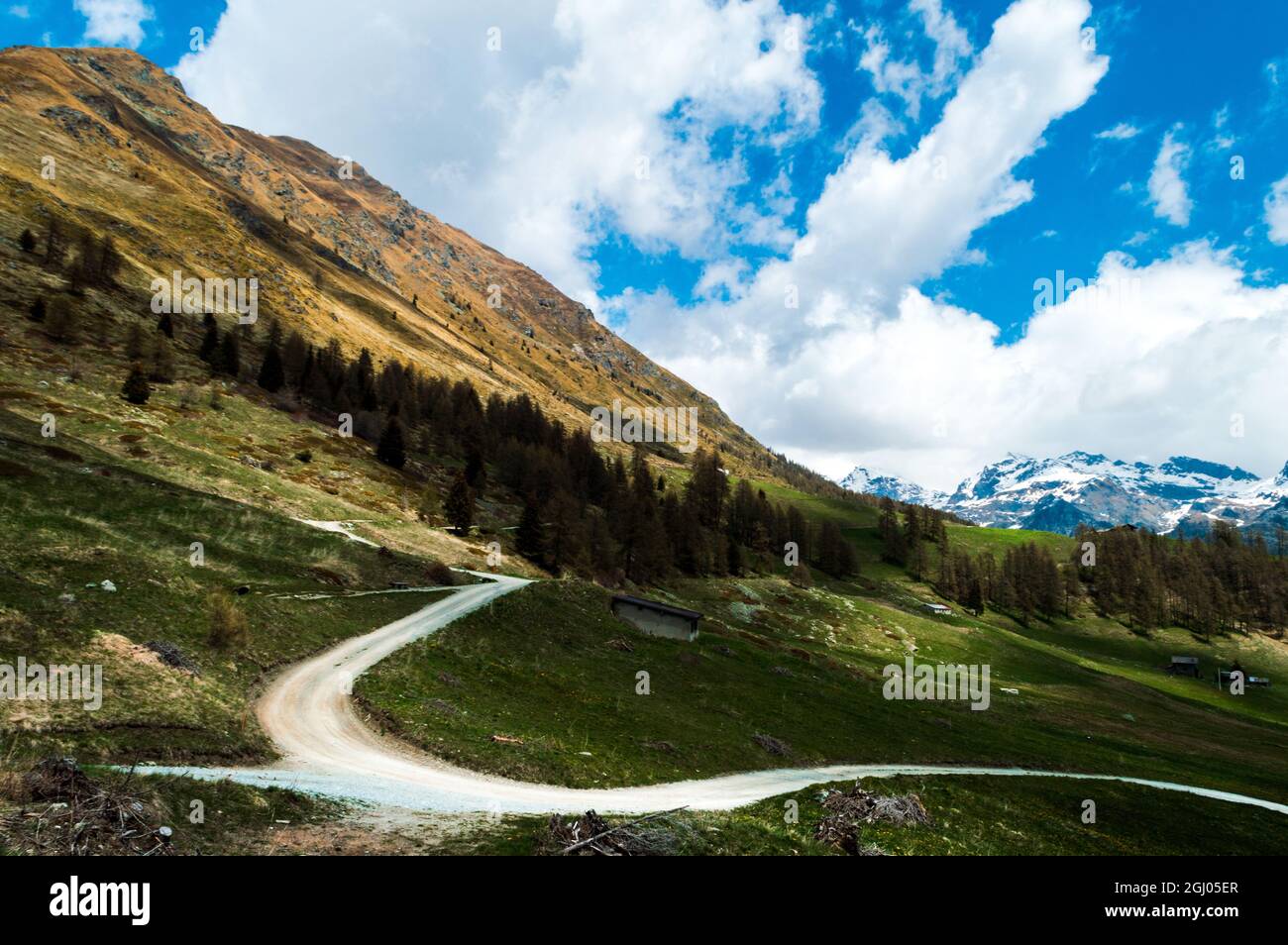 Mountain pathway in the italian Alps in Valle d'Aosta on the trail ...