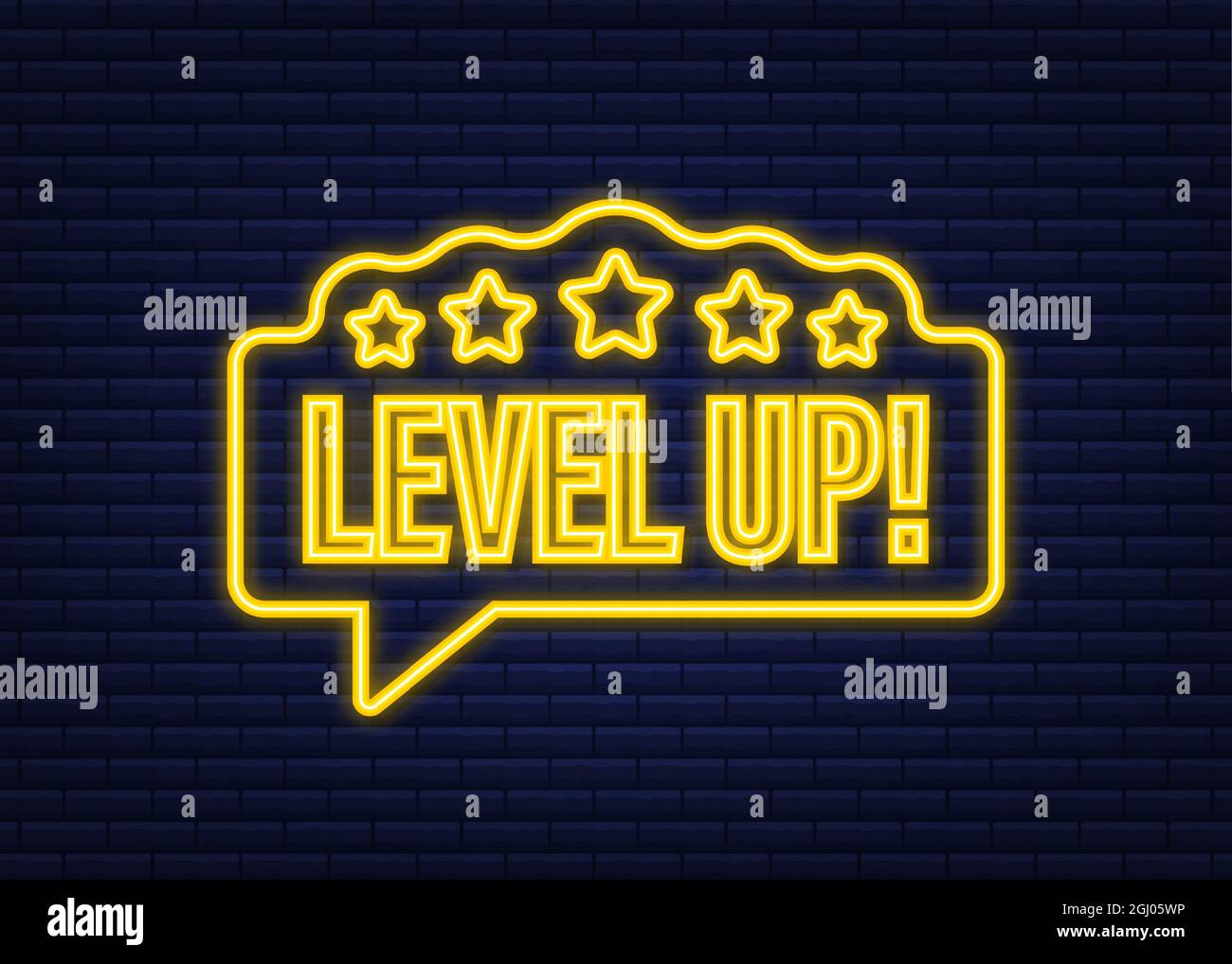 Game icon bonus. level up icon, new level logo. Neon icon. Vector ...