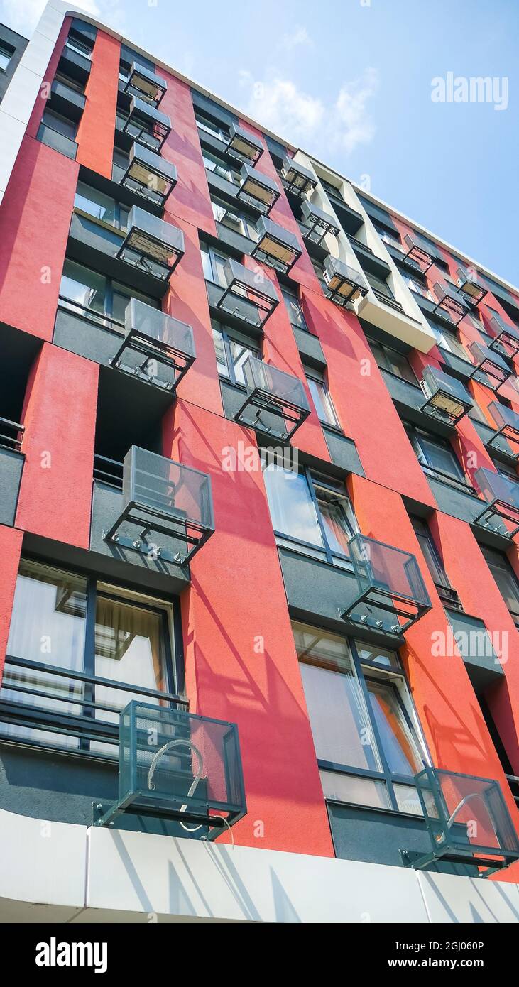 Fragment of new residential complex with buildings exterior, luxury ...