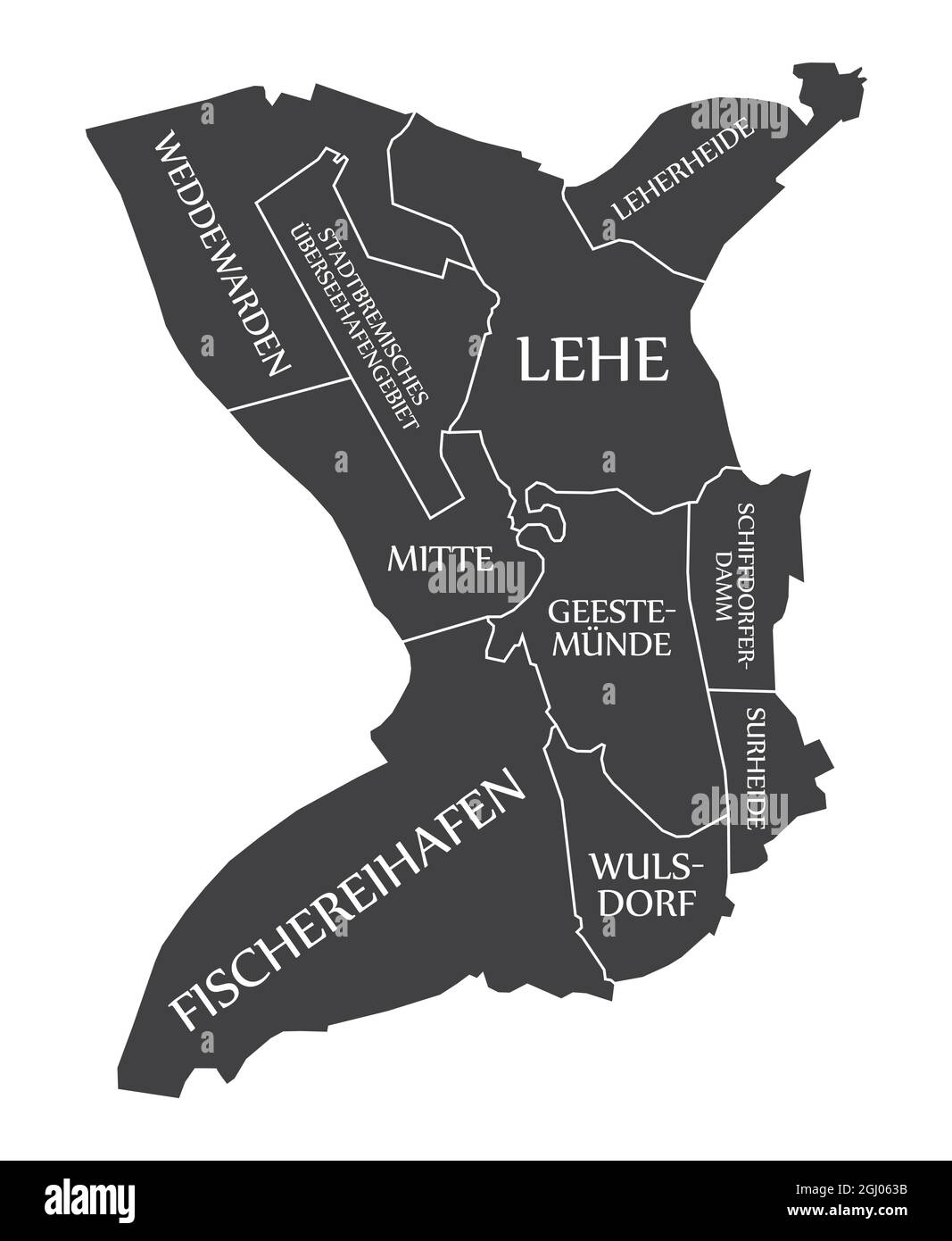 Bremerhaven City Map Germany DE labelled black illustration Stock ...