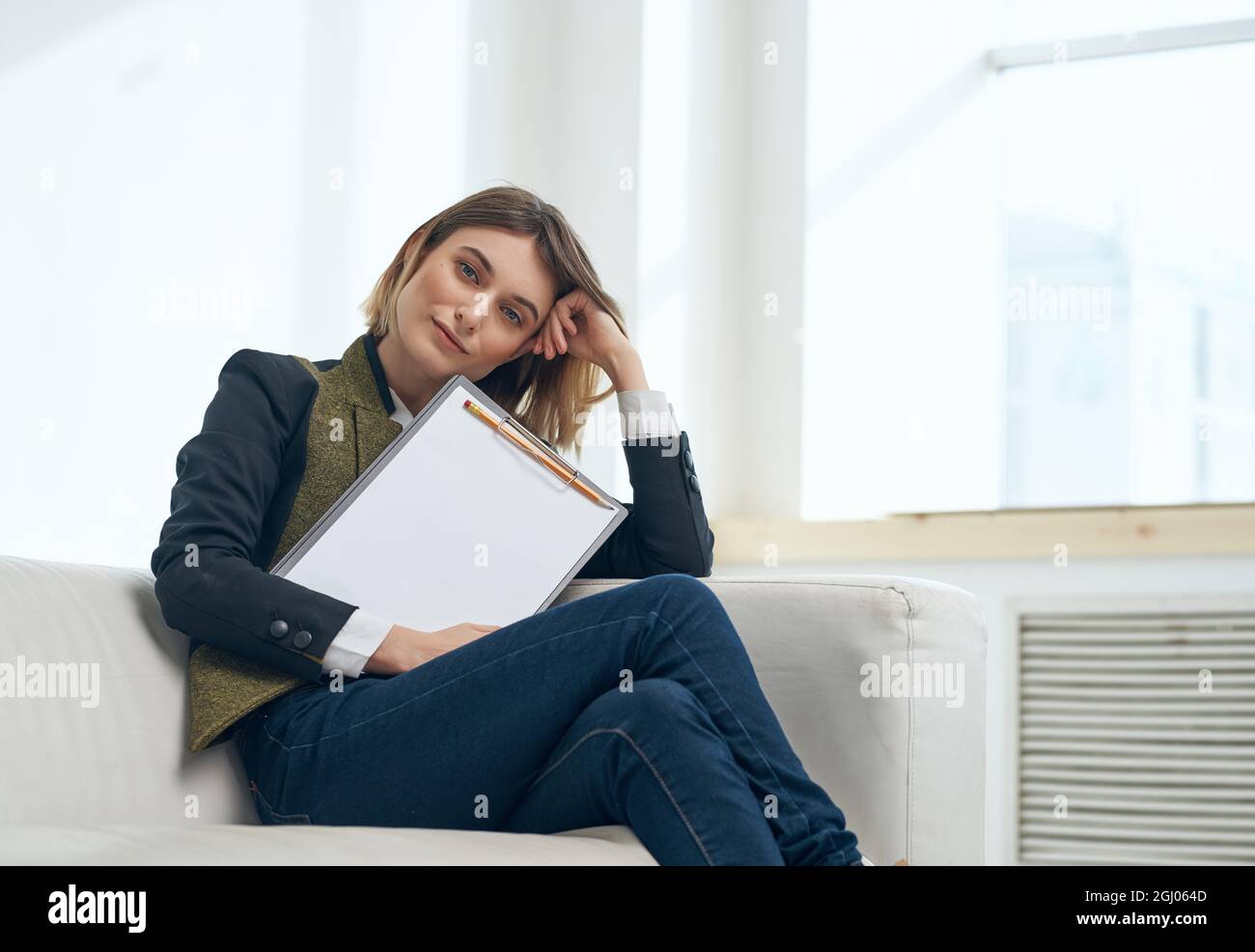 woman with glasses manager office work professional documents Stock ...