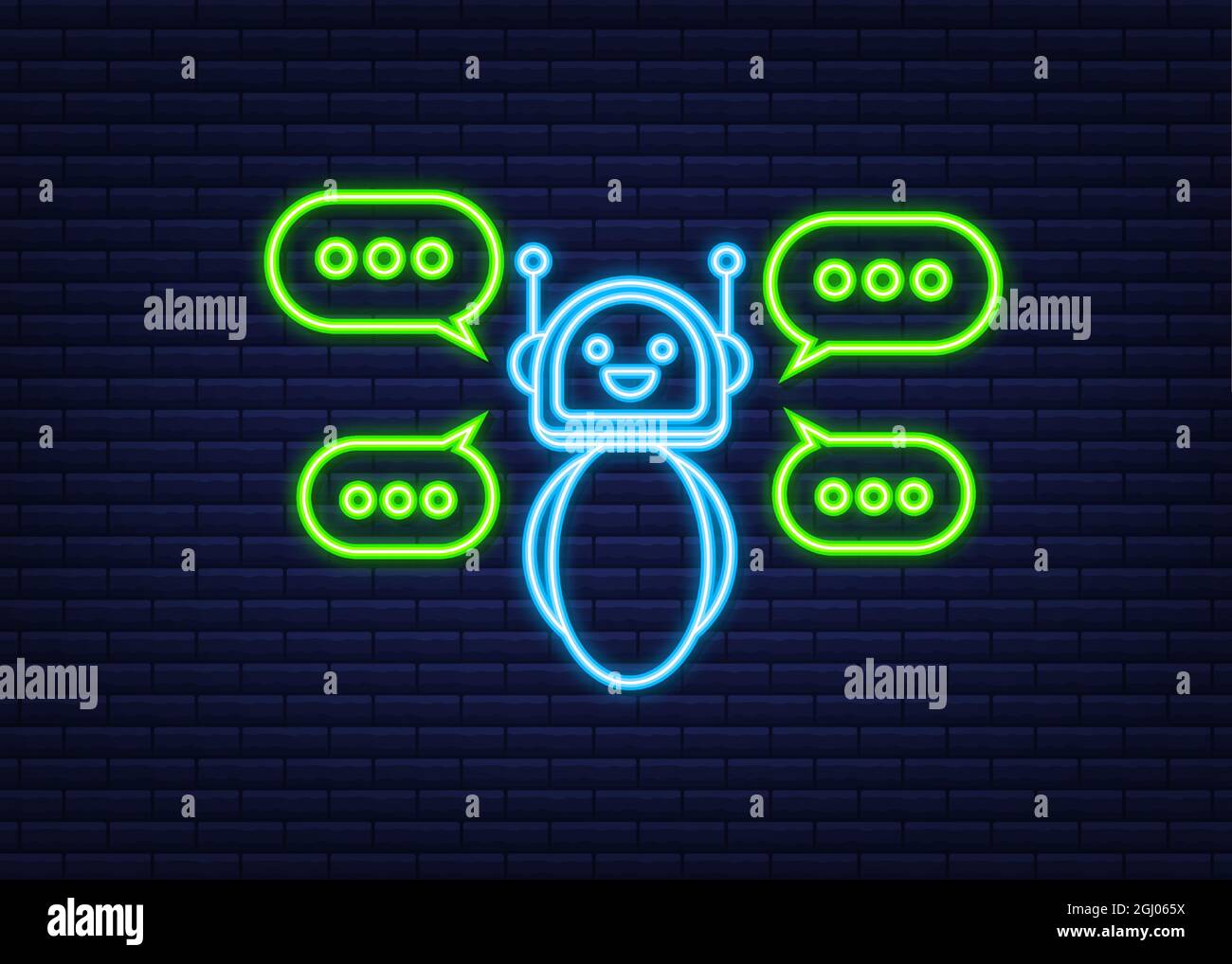 Robot icon. Bot sign design. Neon icon. Chatbot symbol concept. Voice ...