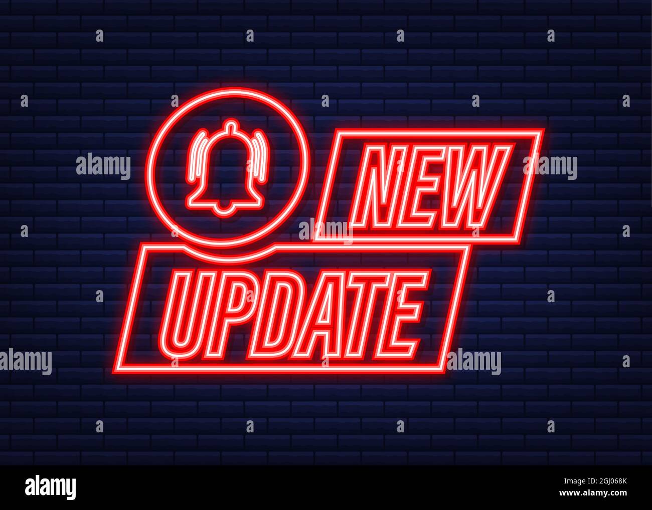 New update banner in modern style. Neon icon. Web design. Vector stock ...