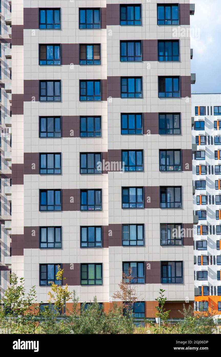 multi-storey residential building without balconies, Russia Stock Photo ...