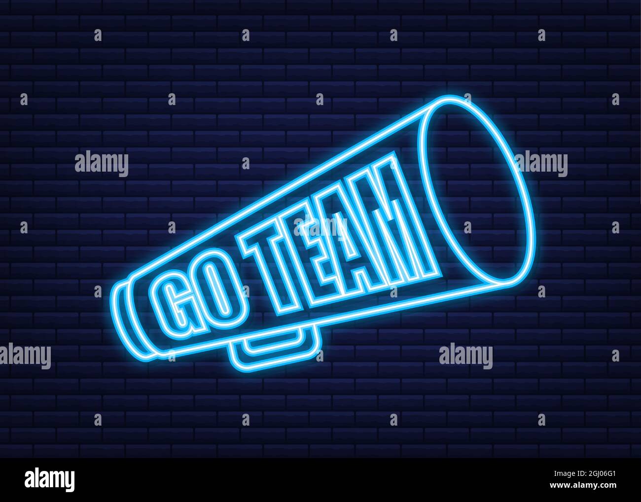 Go Team Triangle Banner. Go team in cartoon style. Neon icon. Vector ...