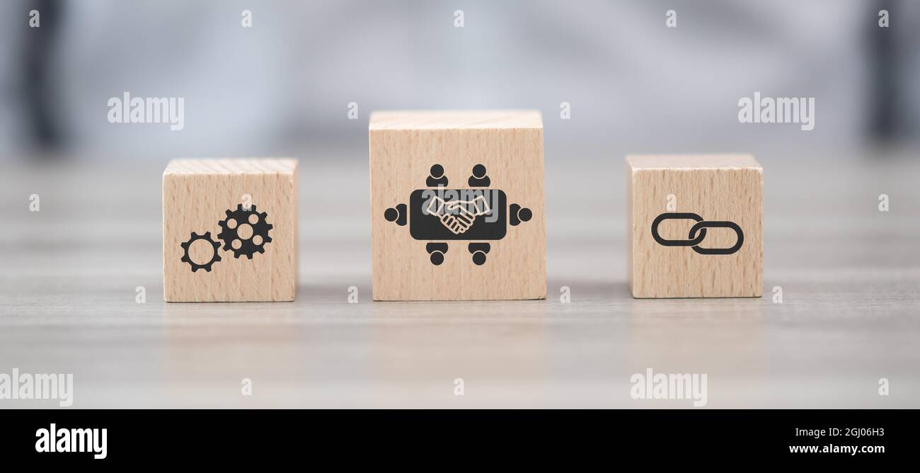 Wooden blocks with symbol of business relationship concept Stock Photo ...