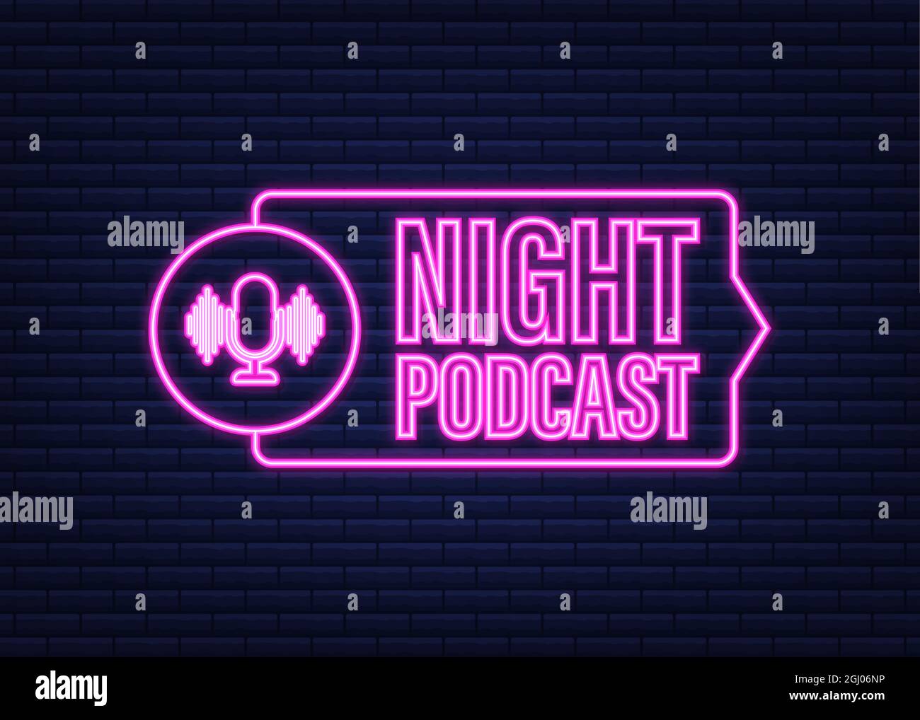 Night Podcast neon icon, vector symbol in flat isometric style isolated ...
