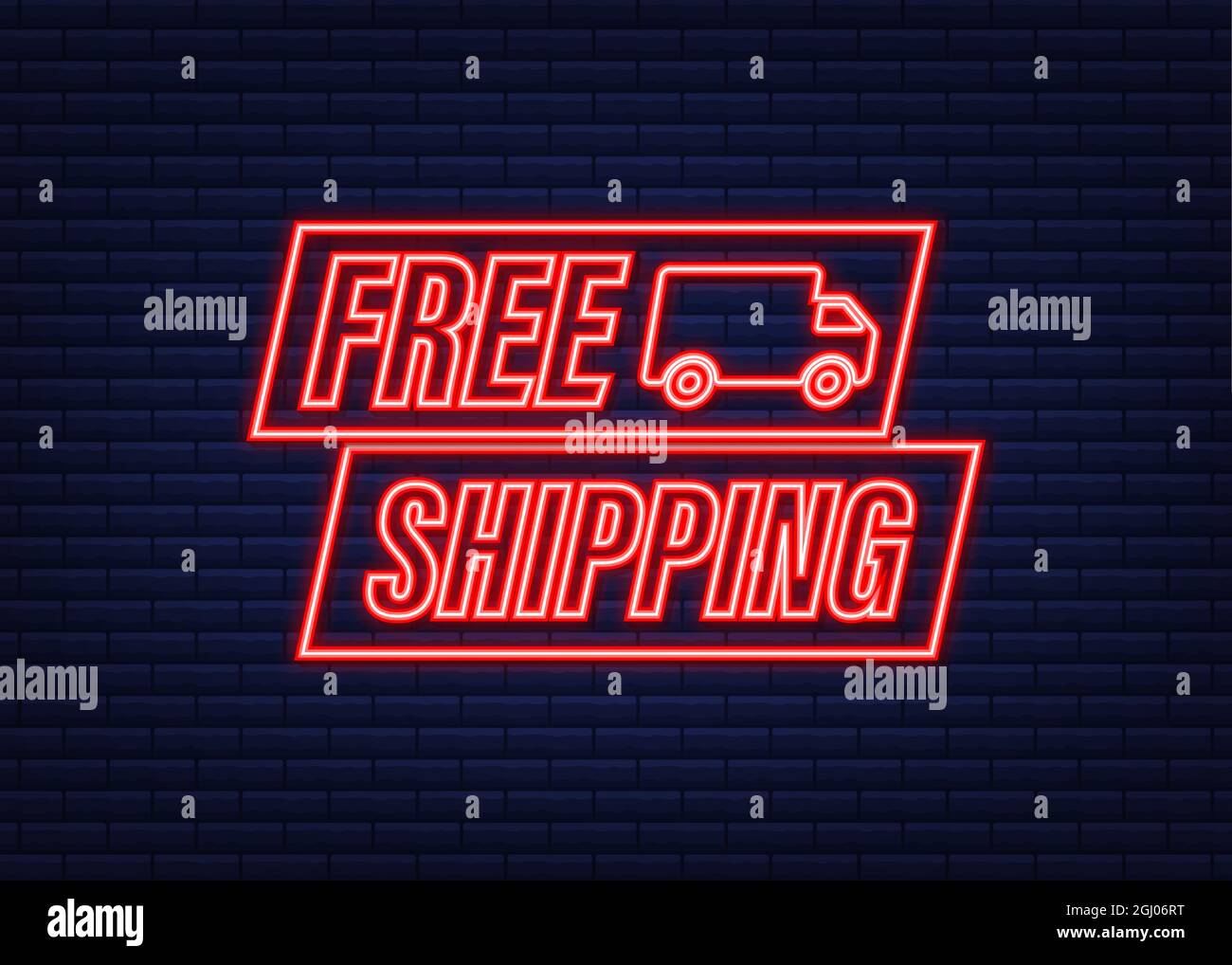 Free shipping. Neon icon. Badge with truck. Vector stock illustrtaion ...