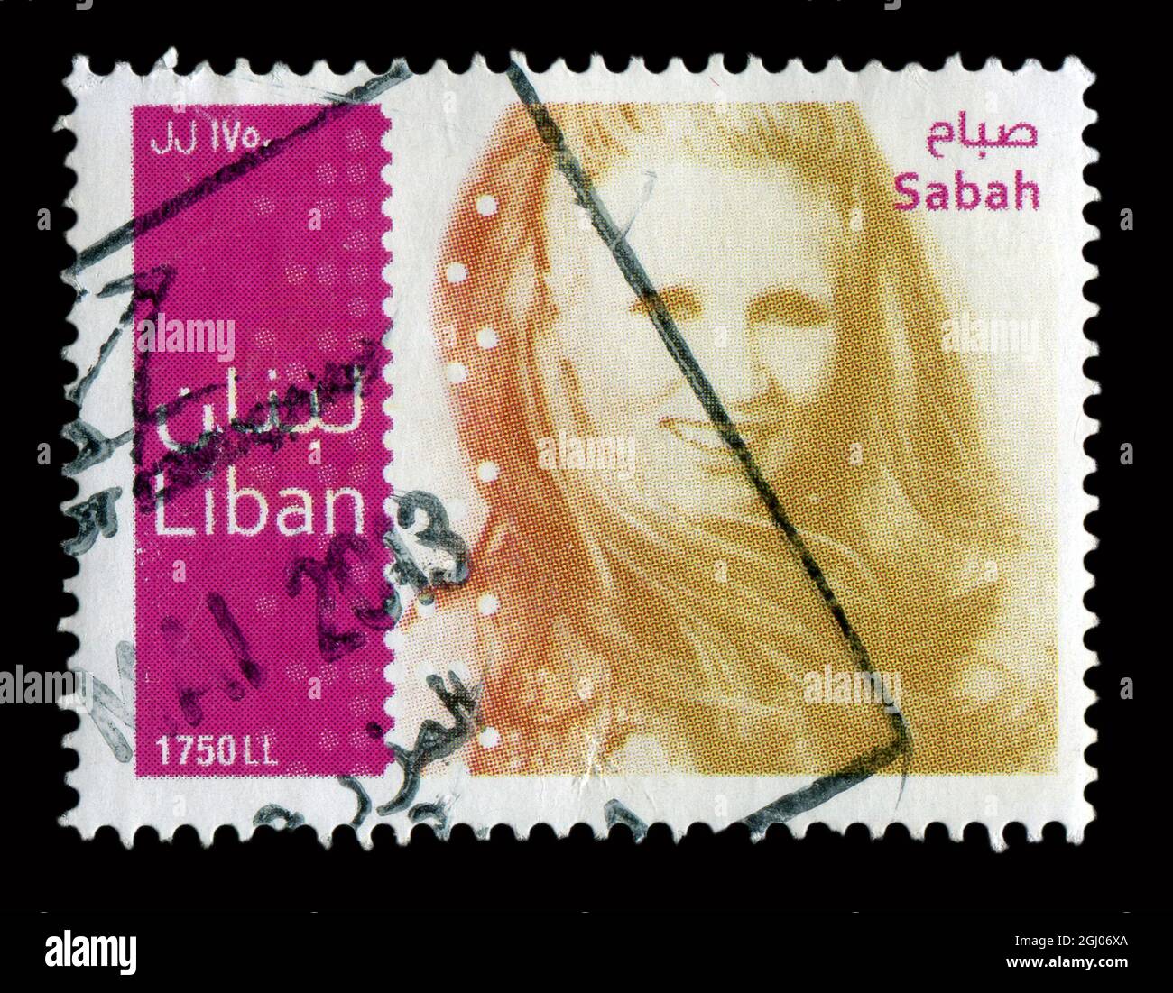 Stamp printed in Lebanon shows image of the Sabah Stock Photo - Alamy