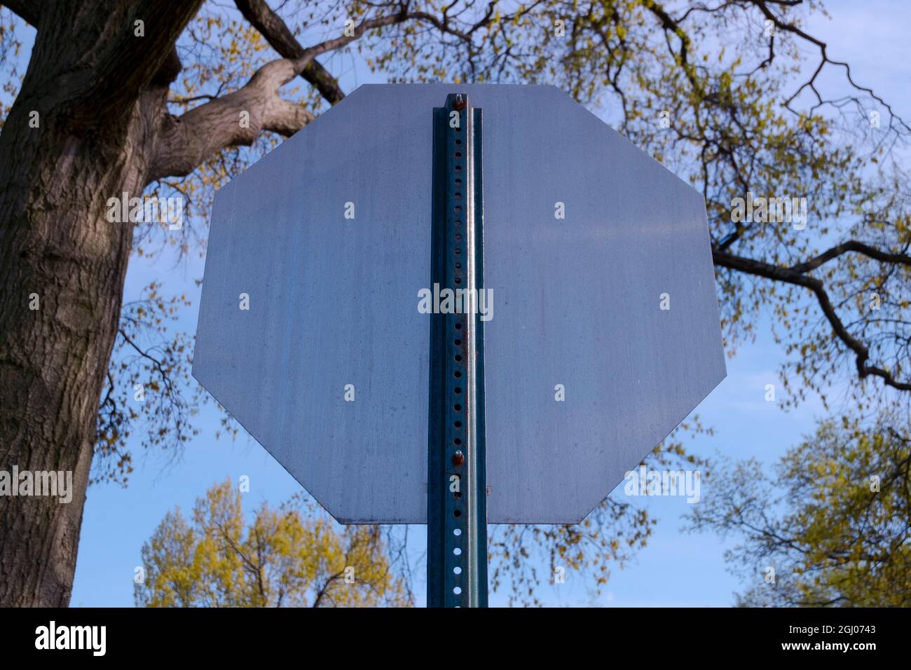 The back of a standard octagonal Stop sign. In Arlington, Virginia ...