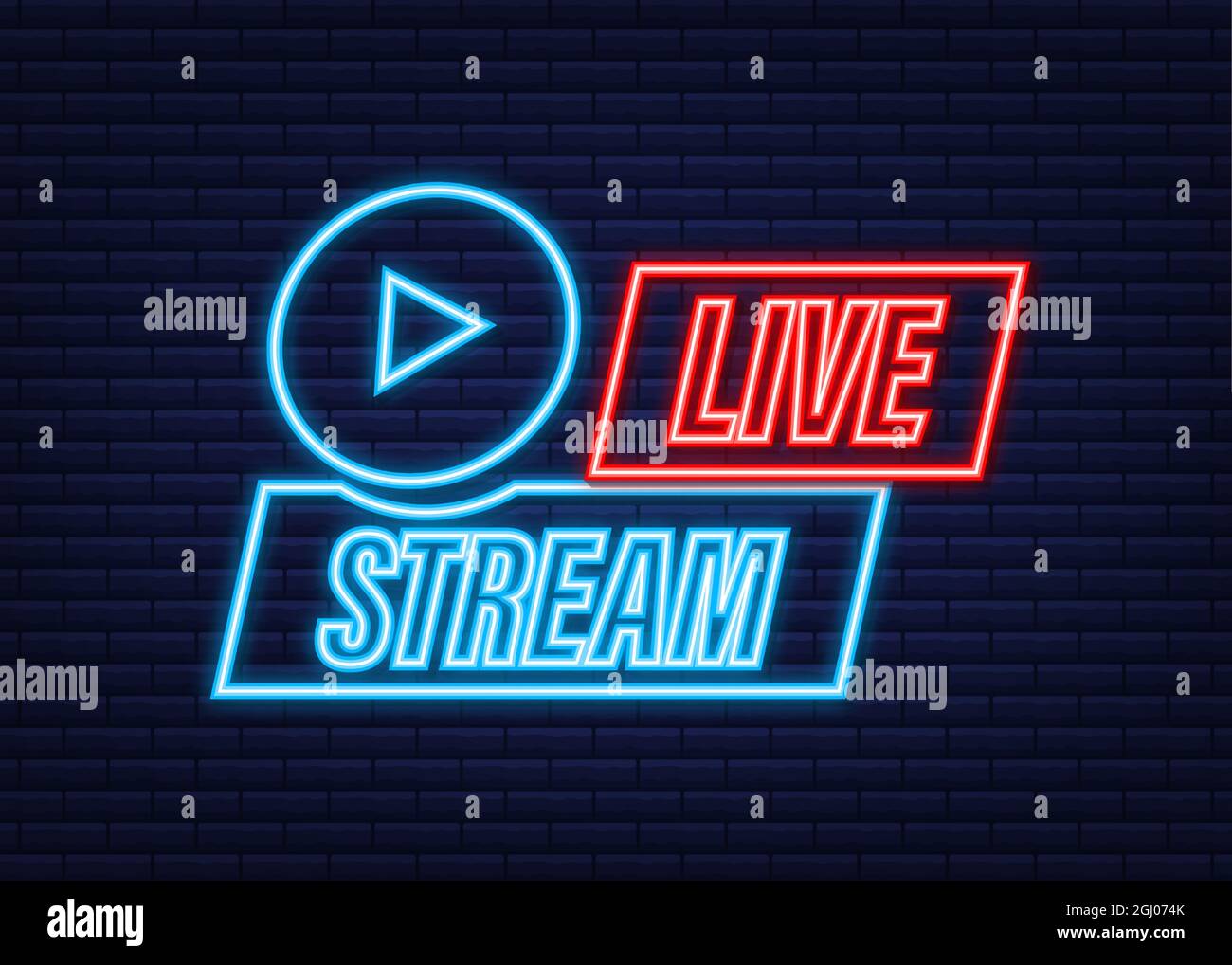Live streaming logo. Neon icon. Stream interface. Vector stock ...