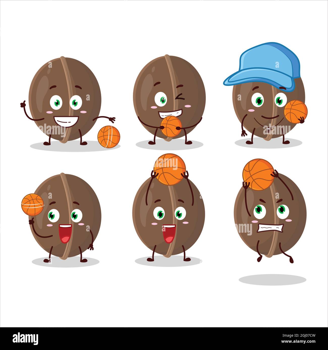 Talented walnuts cartoon character as a basketball athlete. Vector ...