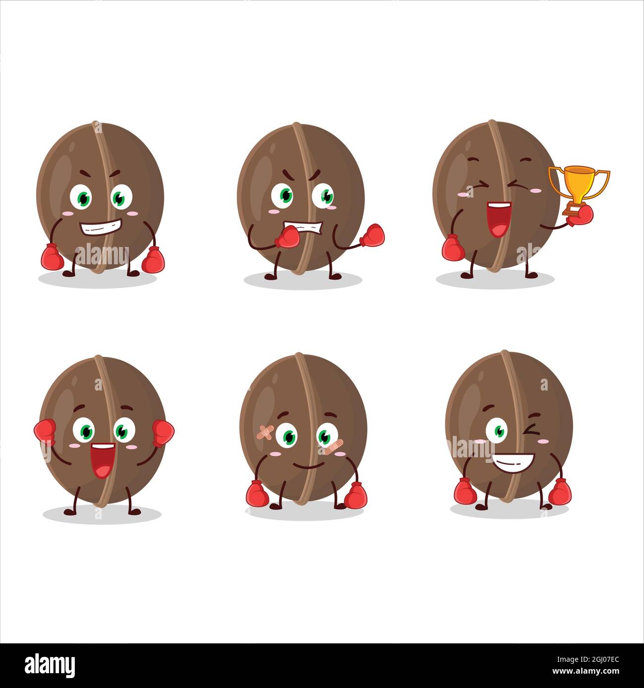A sporty walnuts boxing athlete cartoon mascot design. Vector ...