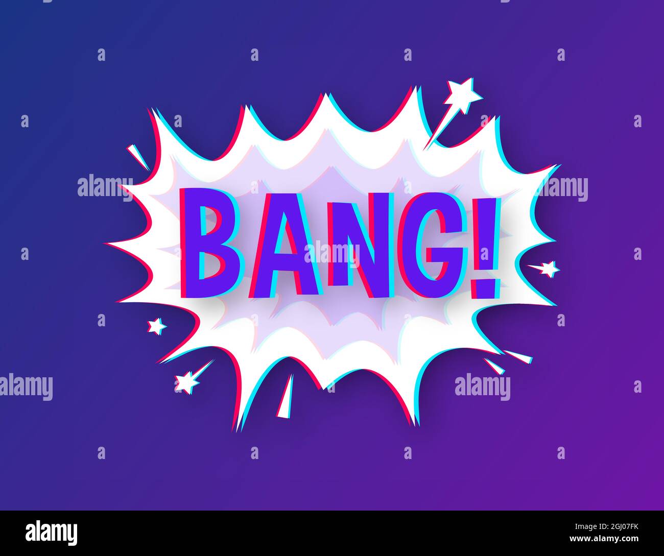 Comic speech bubbles with text Bang. Glitch icon. Symbol, sticker tag ...