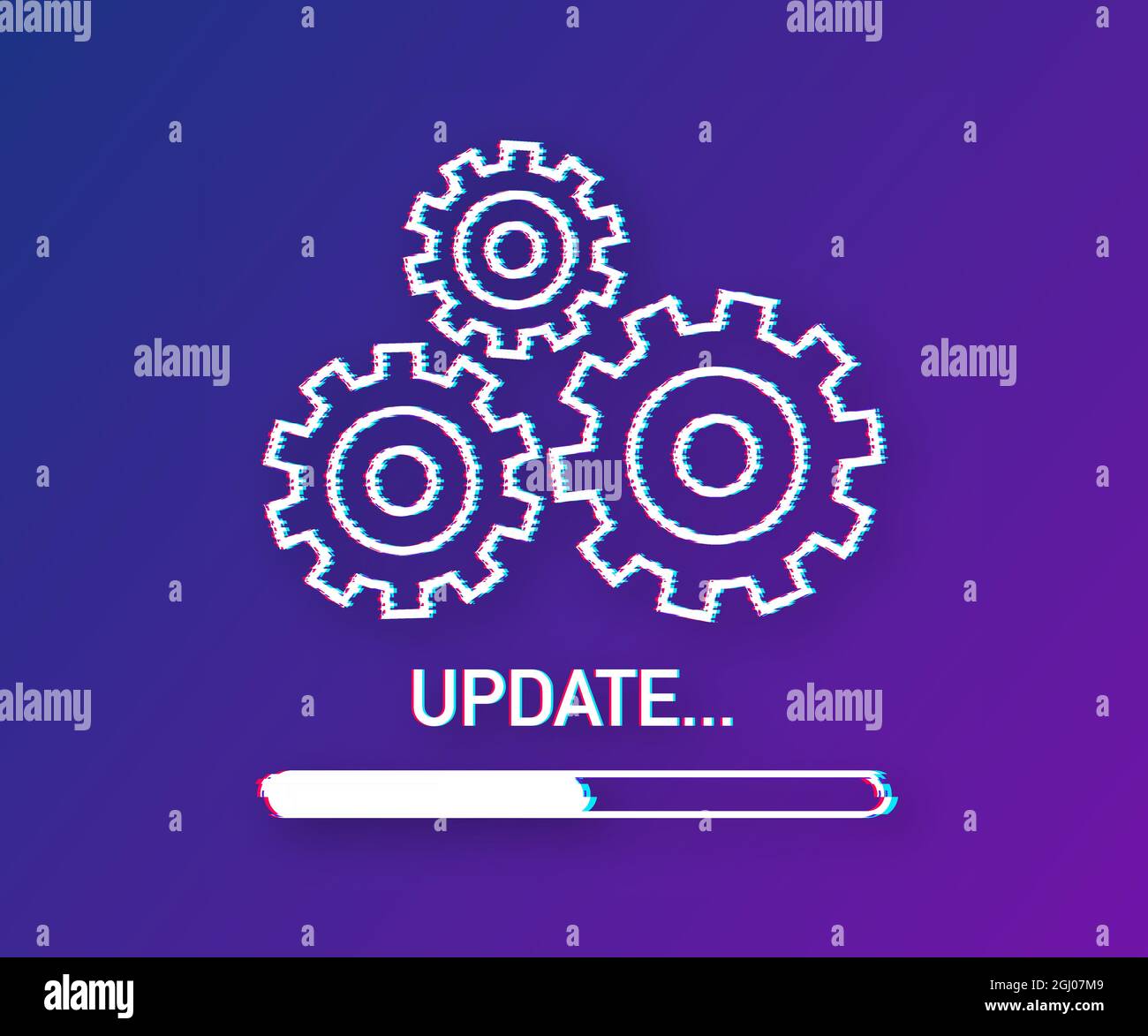 System software update or upgrade. Banner new update, Glitch icon. Vector illustration Stock ...