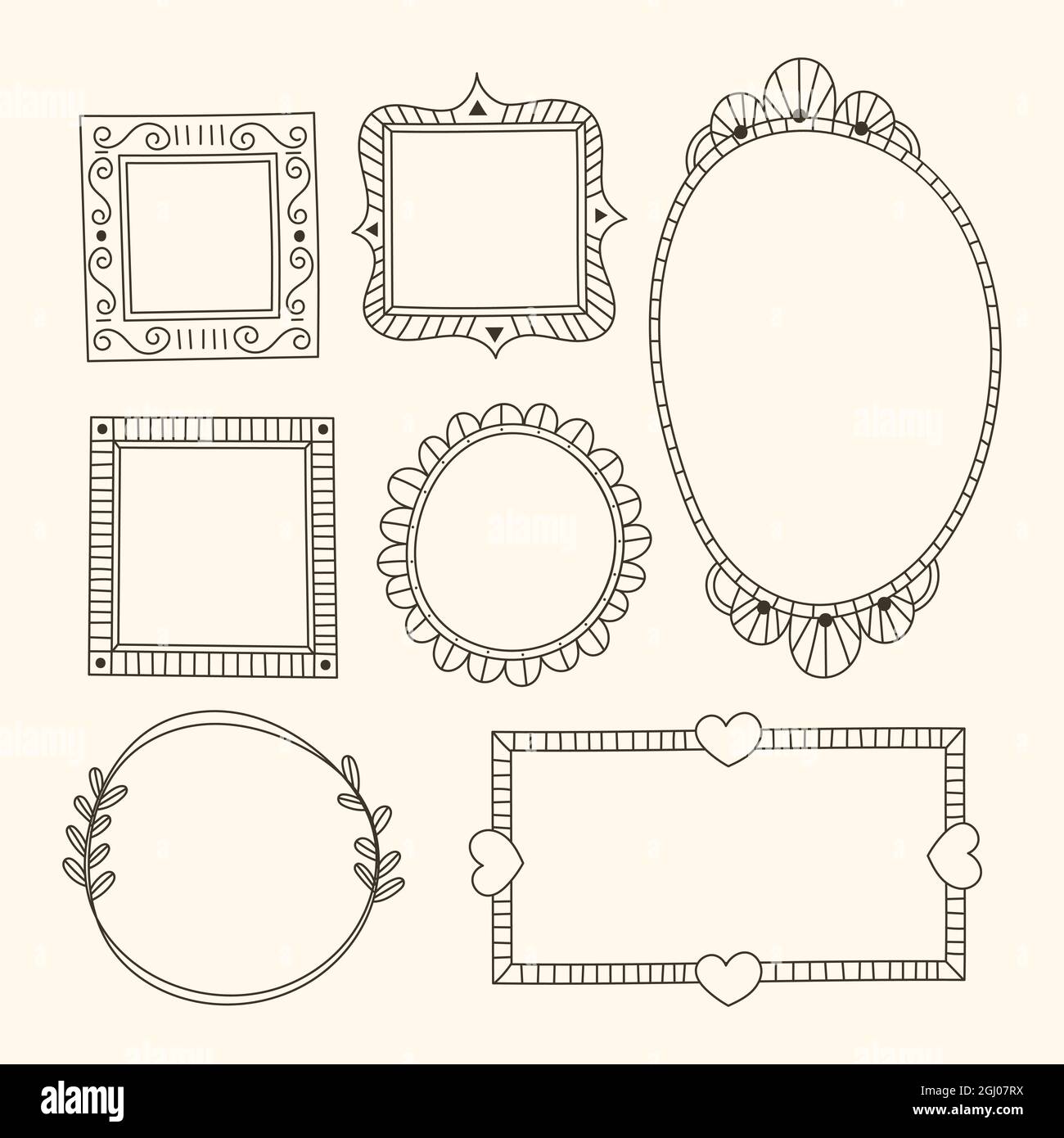 Doodle frame decoration set hand drawn style Vector illustration Stock ...