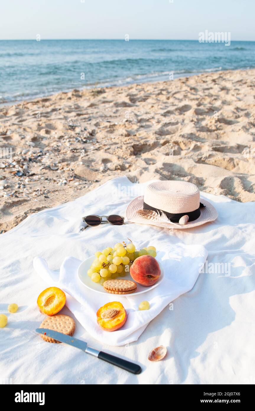 Summer Picnic Beach Summer Picnic On The Beach With Umbrella,...