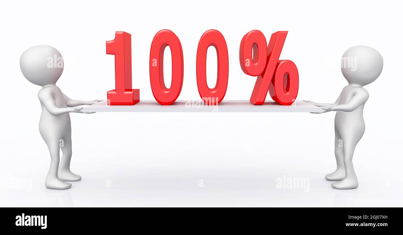 3D figures with 100 percent symbol on a board Stock Photo - Alamy