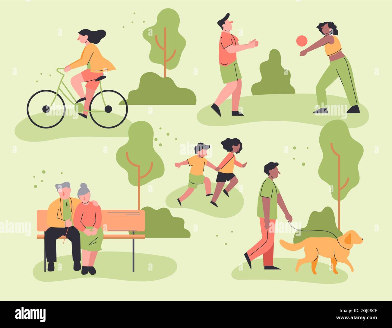Flat design people doing outdoor activities Vector illustration Stock ...