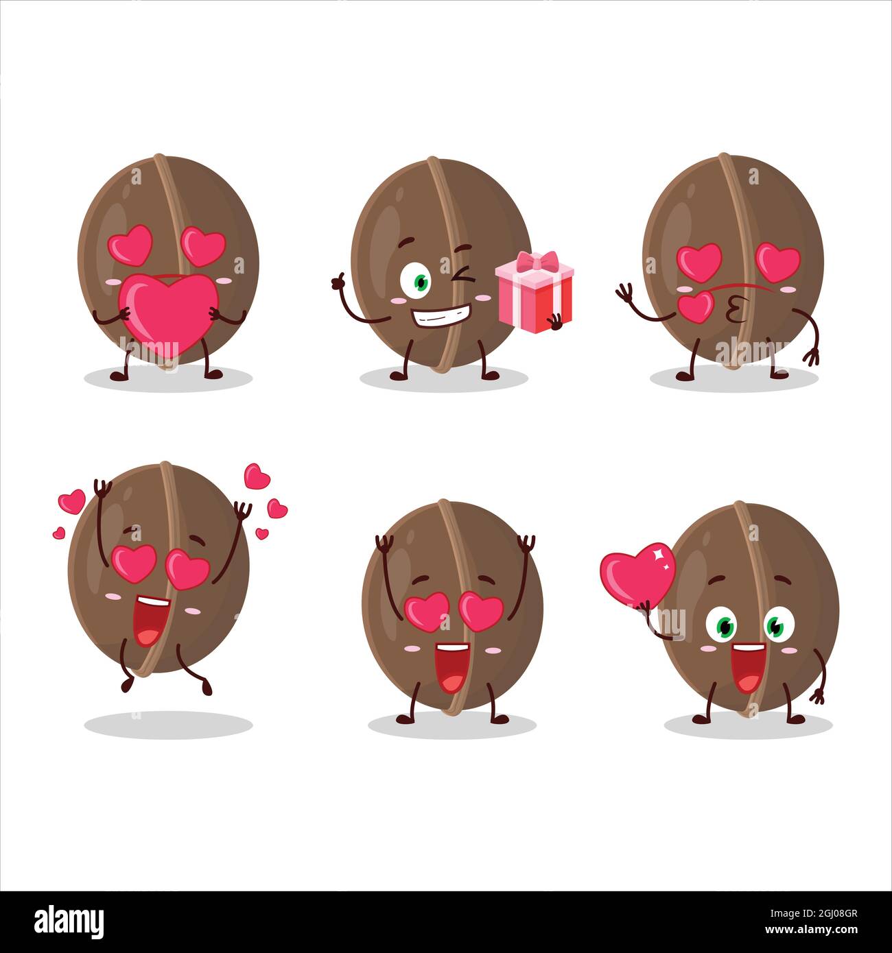Walnuts cartoon character with love cute emoticon. Vector illustration ...