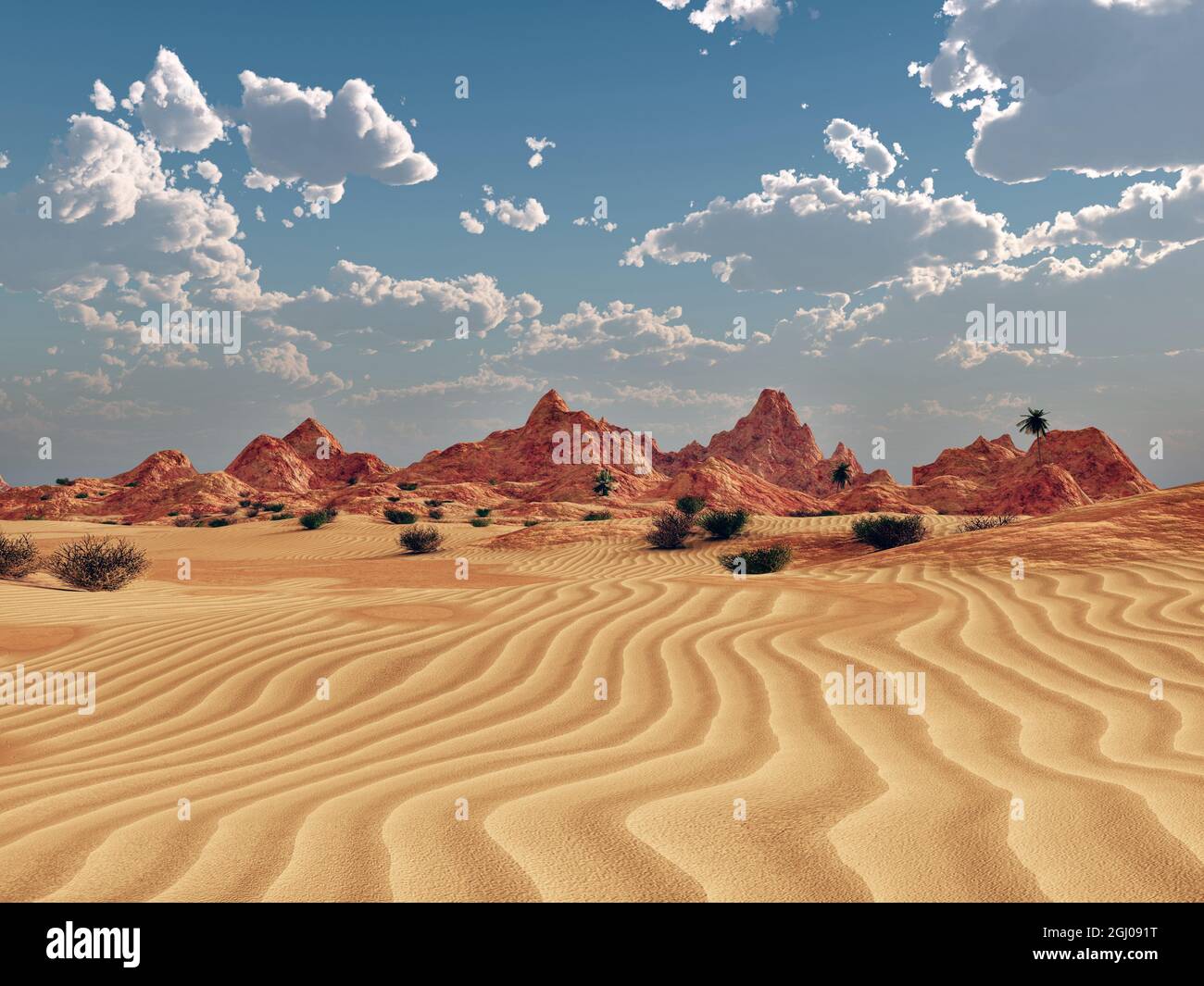 Desert landscape with mountains Stock Photo - Alamy
